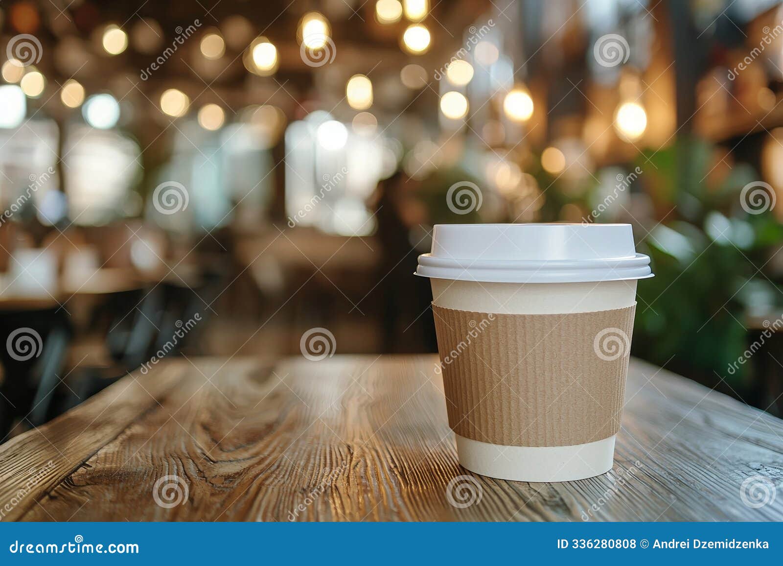 Coffee Cup Packaging Photoshop Mockup in a Coffee Shop or Cafe Stock ...