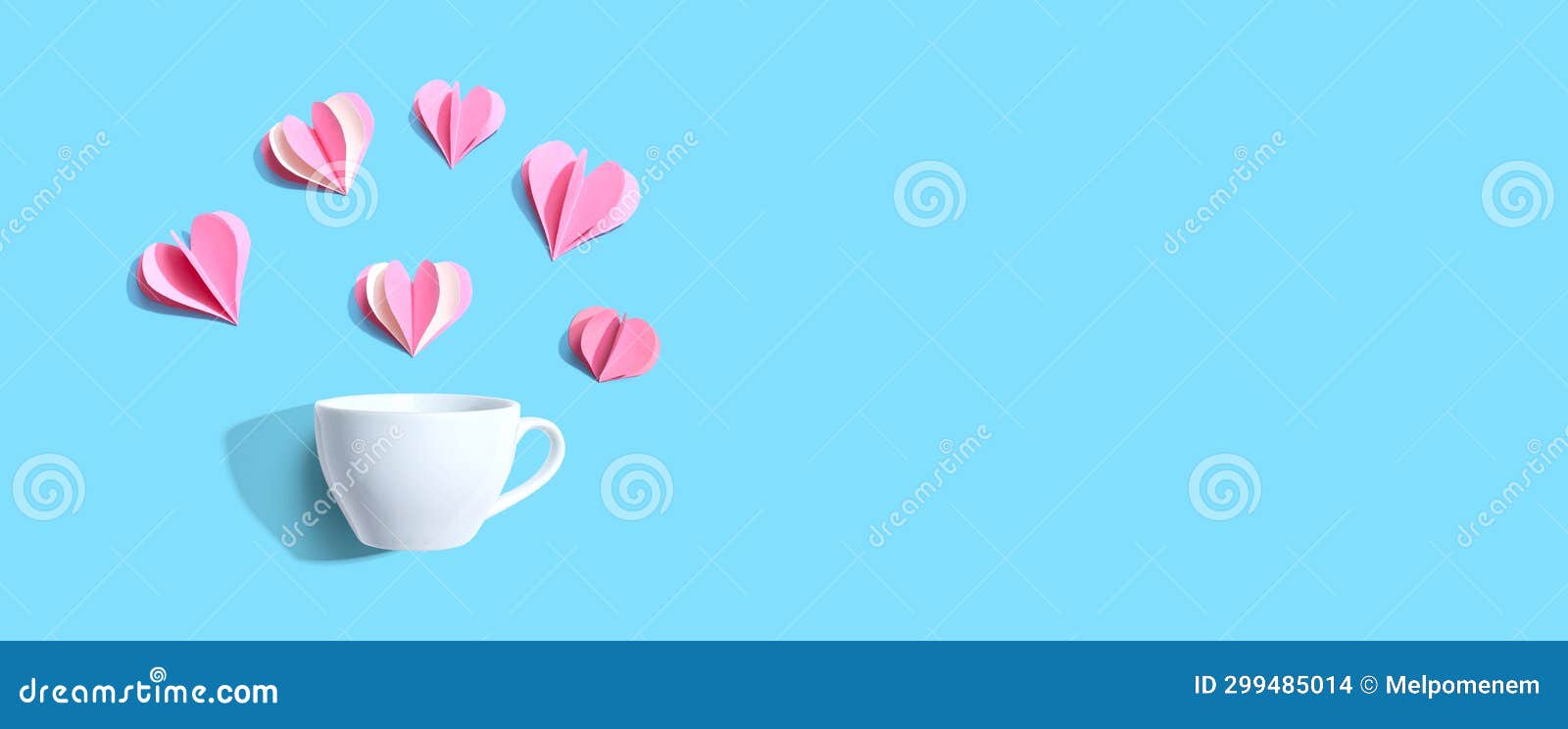 Coffee Cup with Paper Craft Hearts Stock Photo - Image of flat, care ...