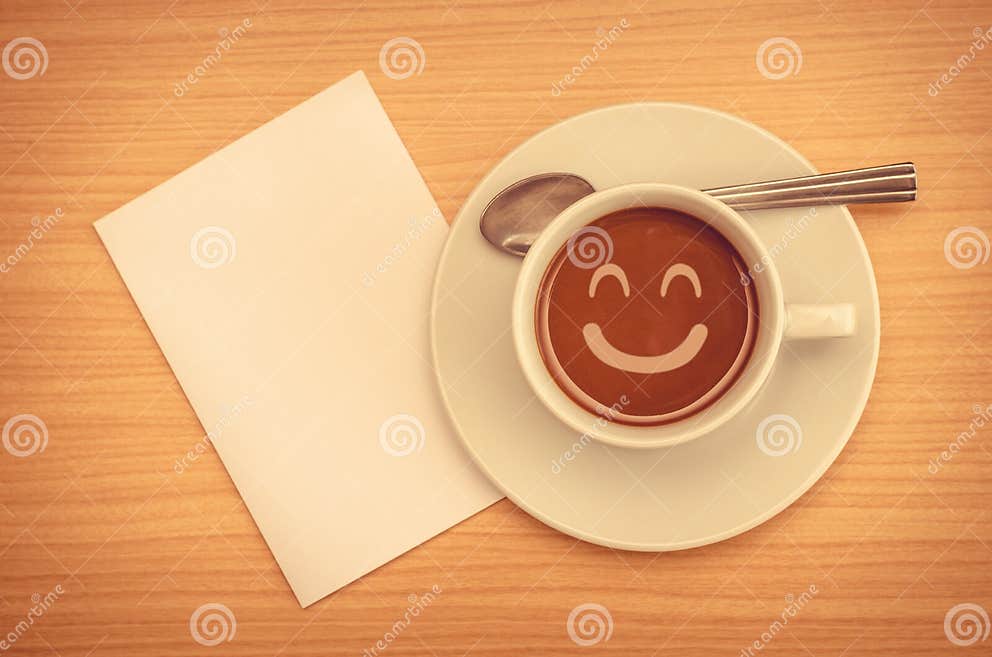 Coffee Cup with Paper Note on Table Stock Image - Image of cafe, happy ...