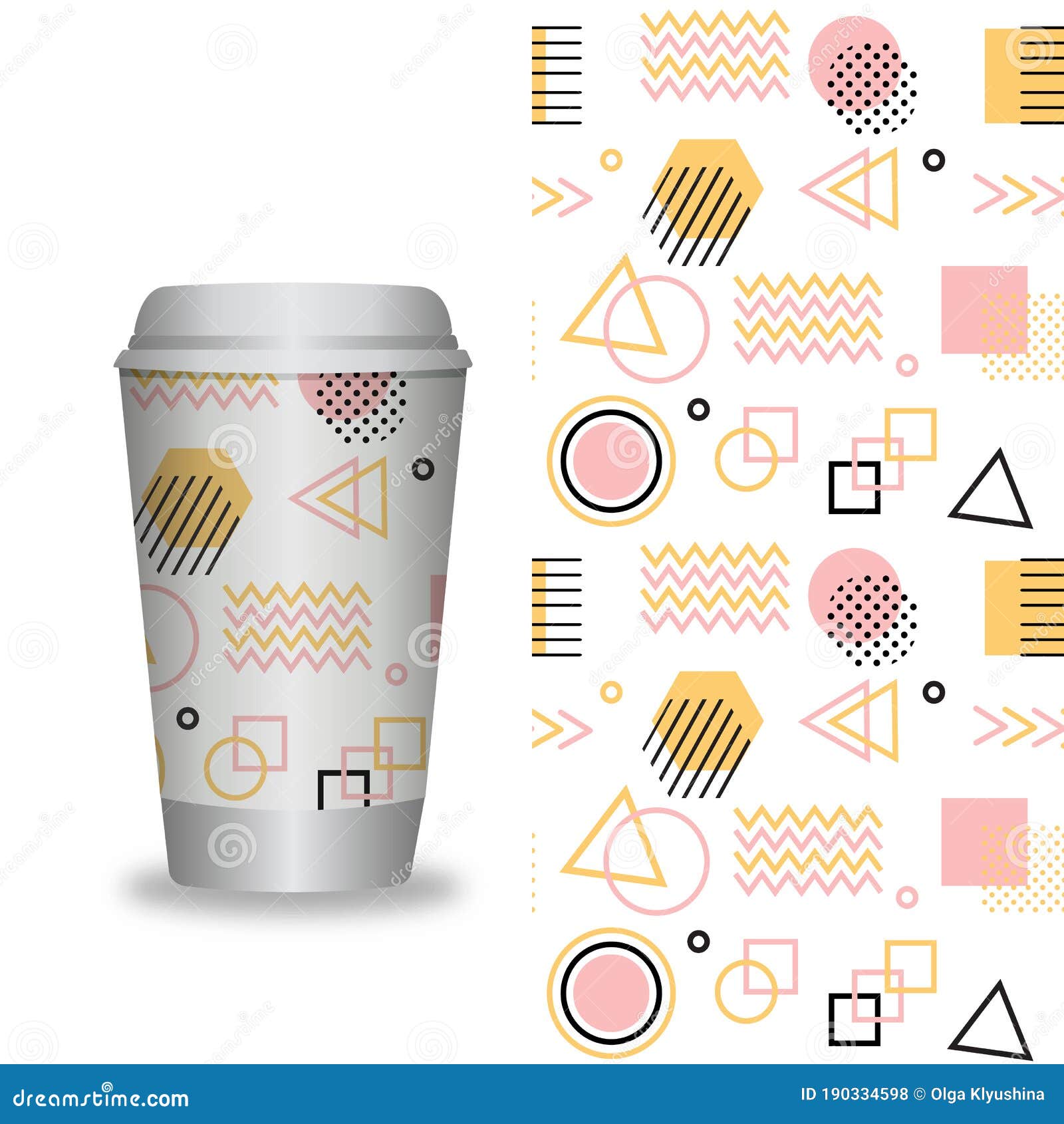 Vector Illustration. Coffee Cup with Patterns Template Stock Vector ...