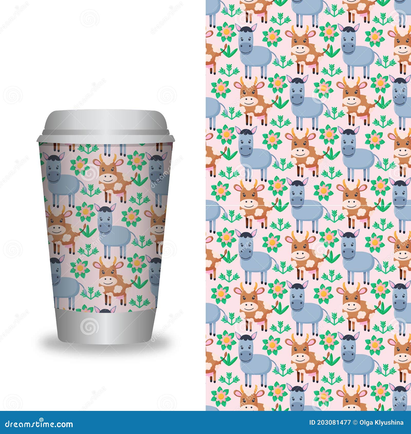 Coffee Cup with Patterns Template. Vector Illustration Stock Vector ...
