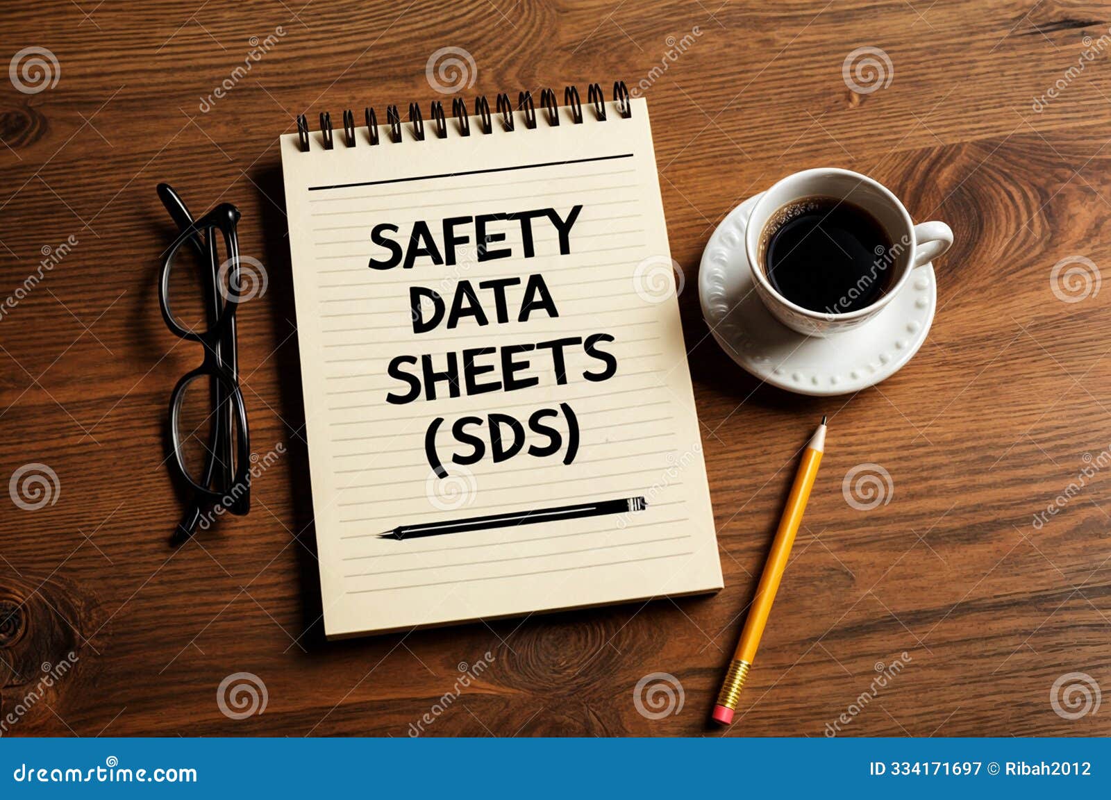 A Notepad with the Word Text SDS Acronym Abbreviation of Safety Data ...