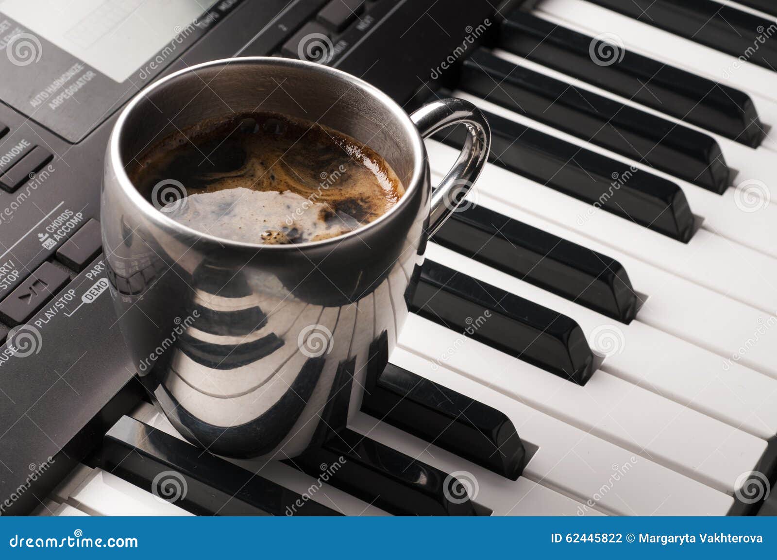 Coffee Cup on Piano Keyboard Stock Photo - Image of aromatic, arabica ...