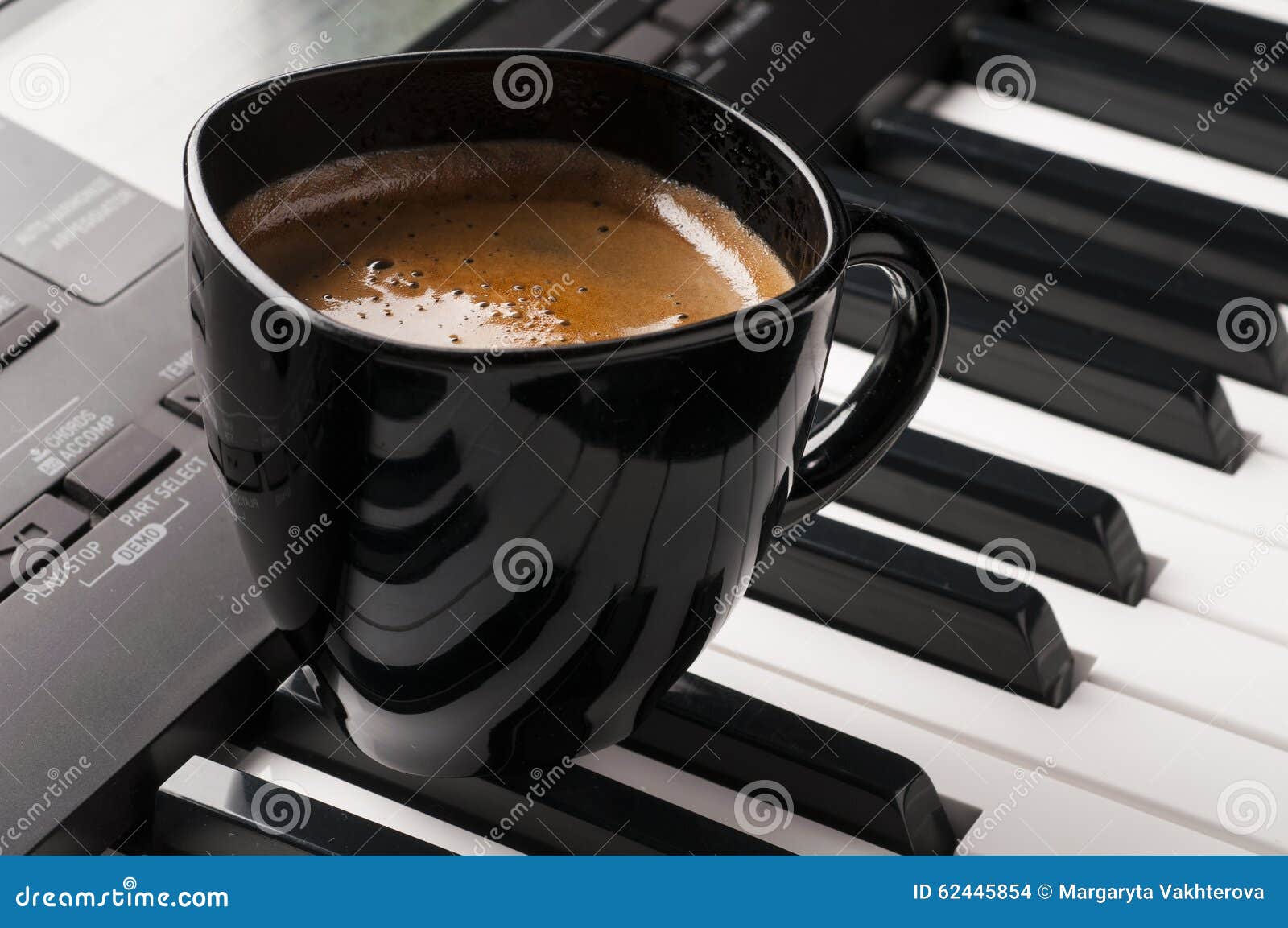 Coffee Cup on Piano Keyboard Stock Photo - Image of black, espresso ...