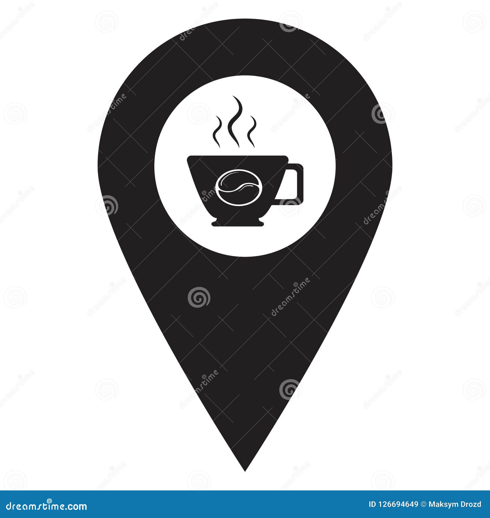 Coffee cup pin icon stock illustration. Illustration of design - 126694649