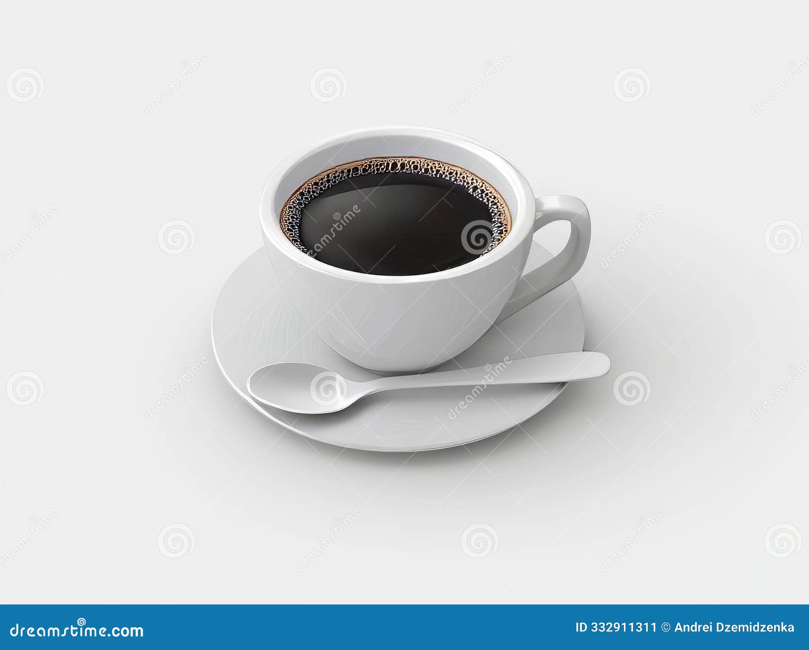 A Coffee Cup with a Plate and Spoon on a Transparent PNG Background. a ...
