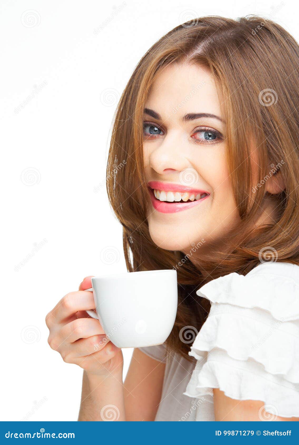Coffee cup portrait stock image. Image of breakfast, human - 99871279