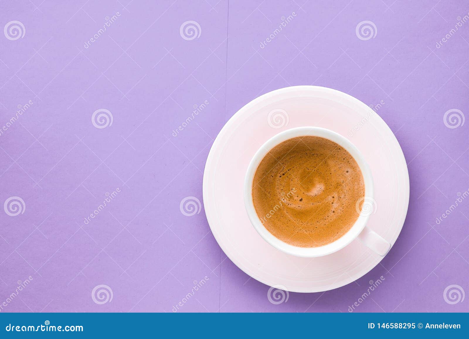 Coffee Cup on Purple Background, Top View Flatlay Stock Image - Image ...
