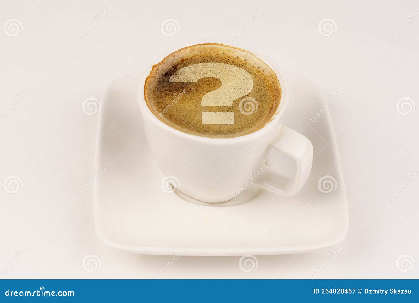 A Coffee Cup with a Question Mark in the Foam. Stock Image - Image of ...