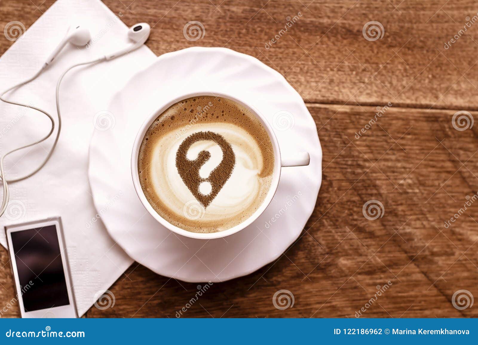 Coffee Cup with Question Mark Stock Photo - Image of drink, background ...