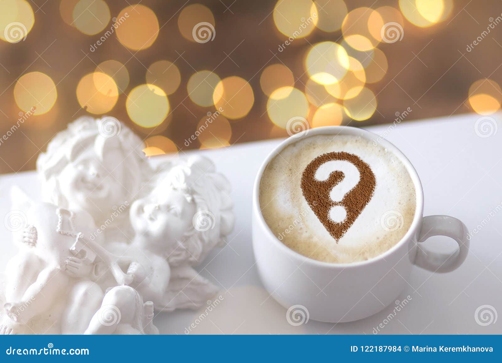 Coffee Cup with Question Mark Stock Photo - Image of cappuccino, view ...