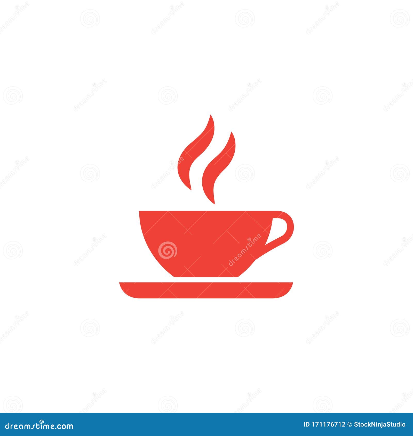 Coffee Cup Red Icon on White Background. Red Flat Style Vector ...