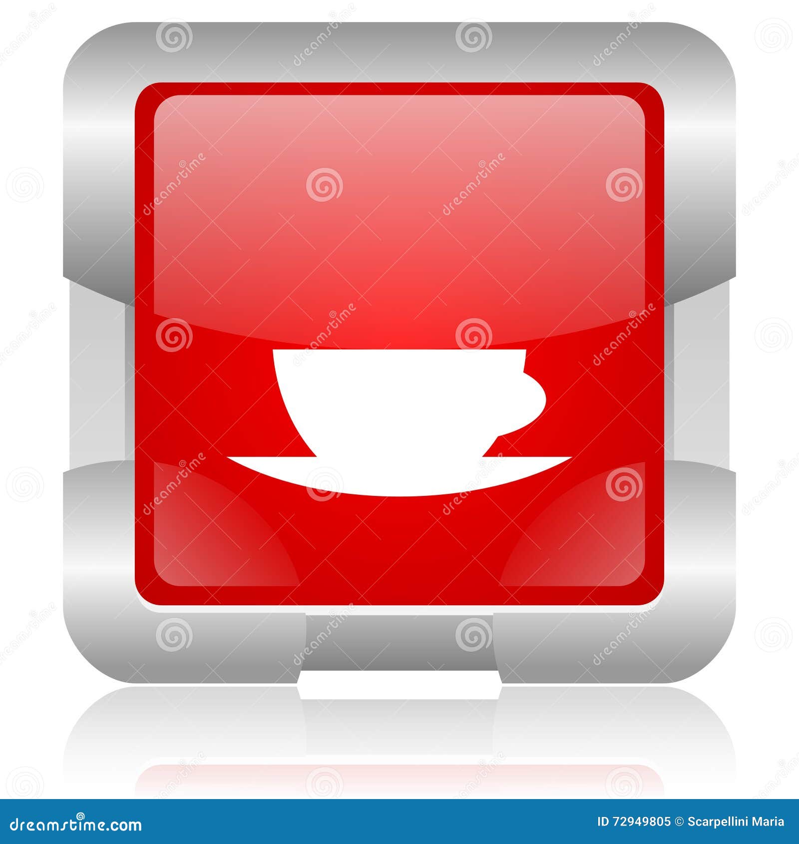 Coffee Cup Red Square Web Glossy Icon Stock Image - Image of cafeteria ...