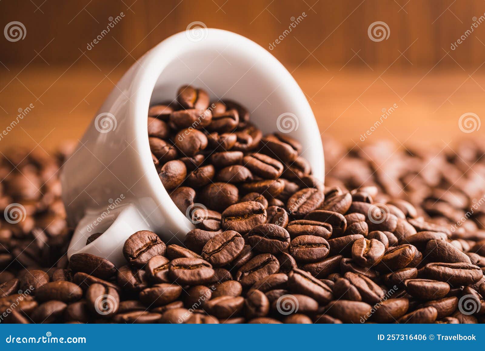 Coffee Cup and Roasted Coffee Beans Copy Space Background. Stock Photo ...