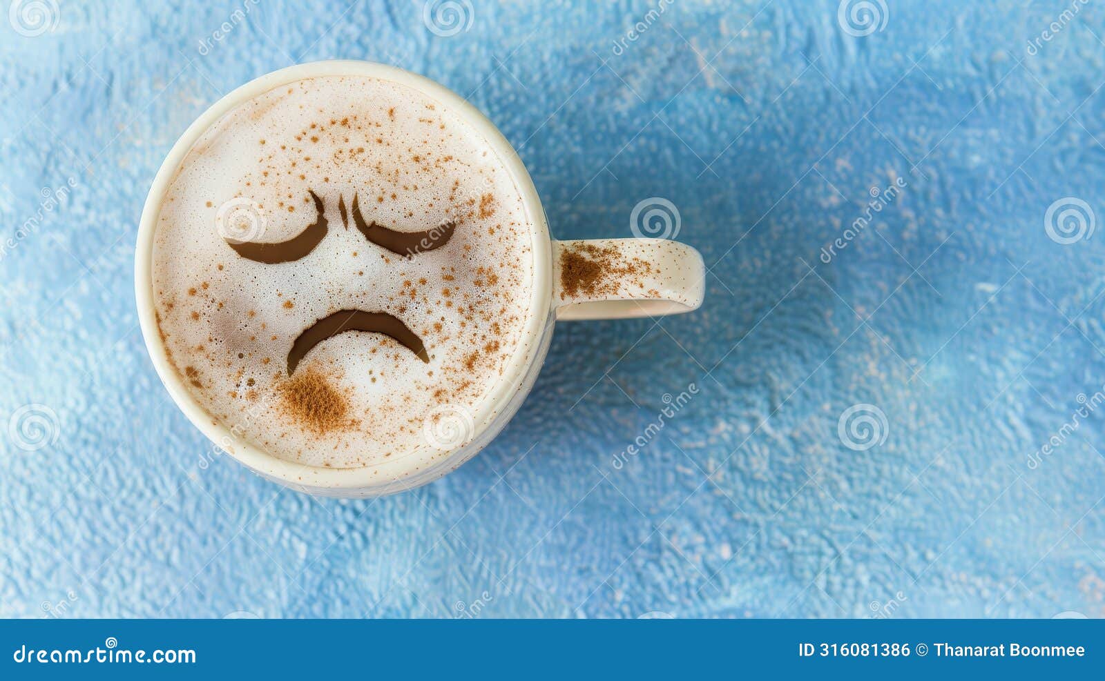 A Coffee Cup with a Sad Face Drawn on the Coffee Milk Foam, Ai ...