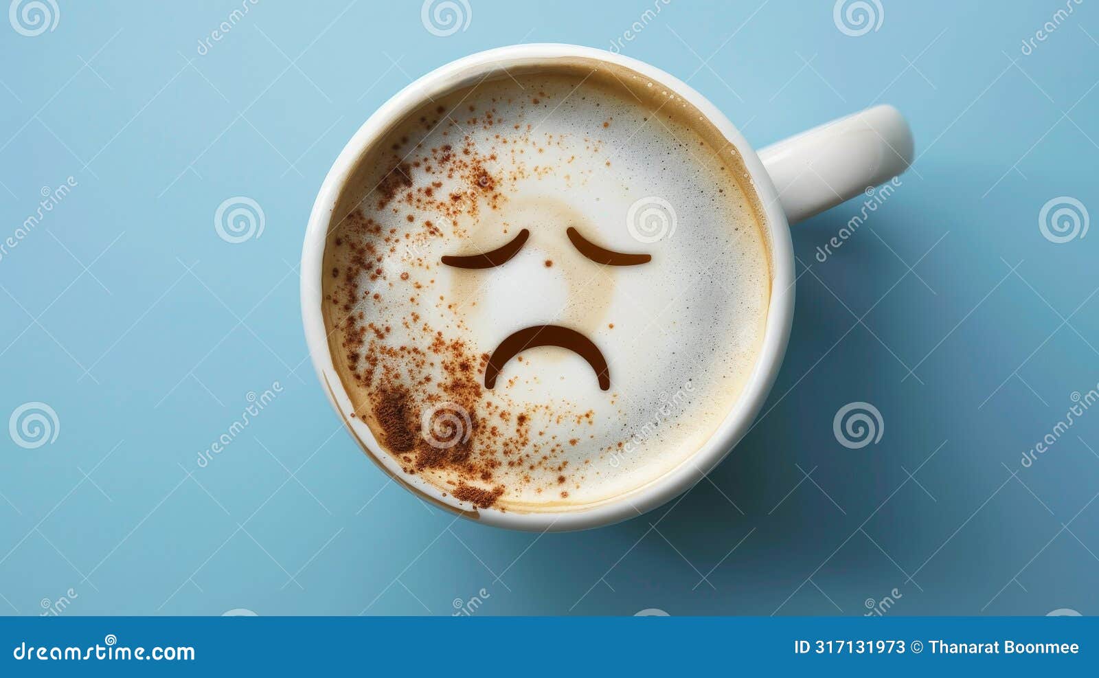 A Coffee Cup with a Sad Face Drawn on the Coffee Milk Foam, Ai ...