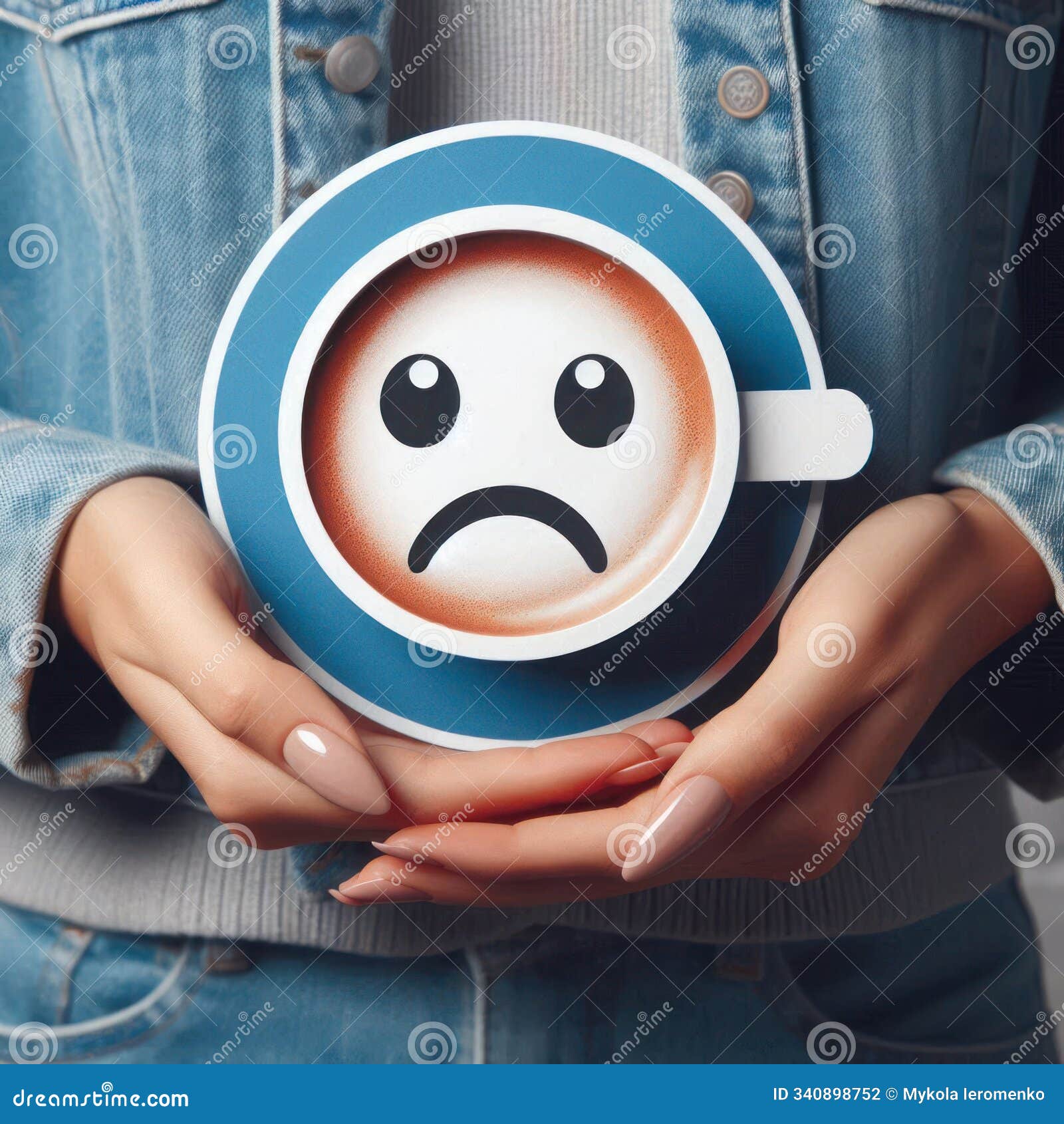 Coffee Cup with a Sad Smiley Face in Your Hands. Stock Photo - Image of ...