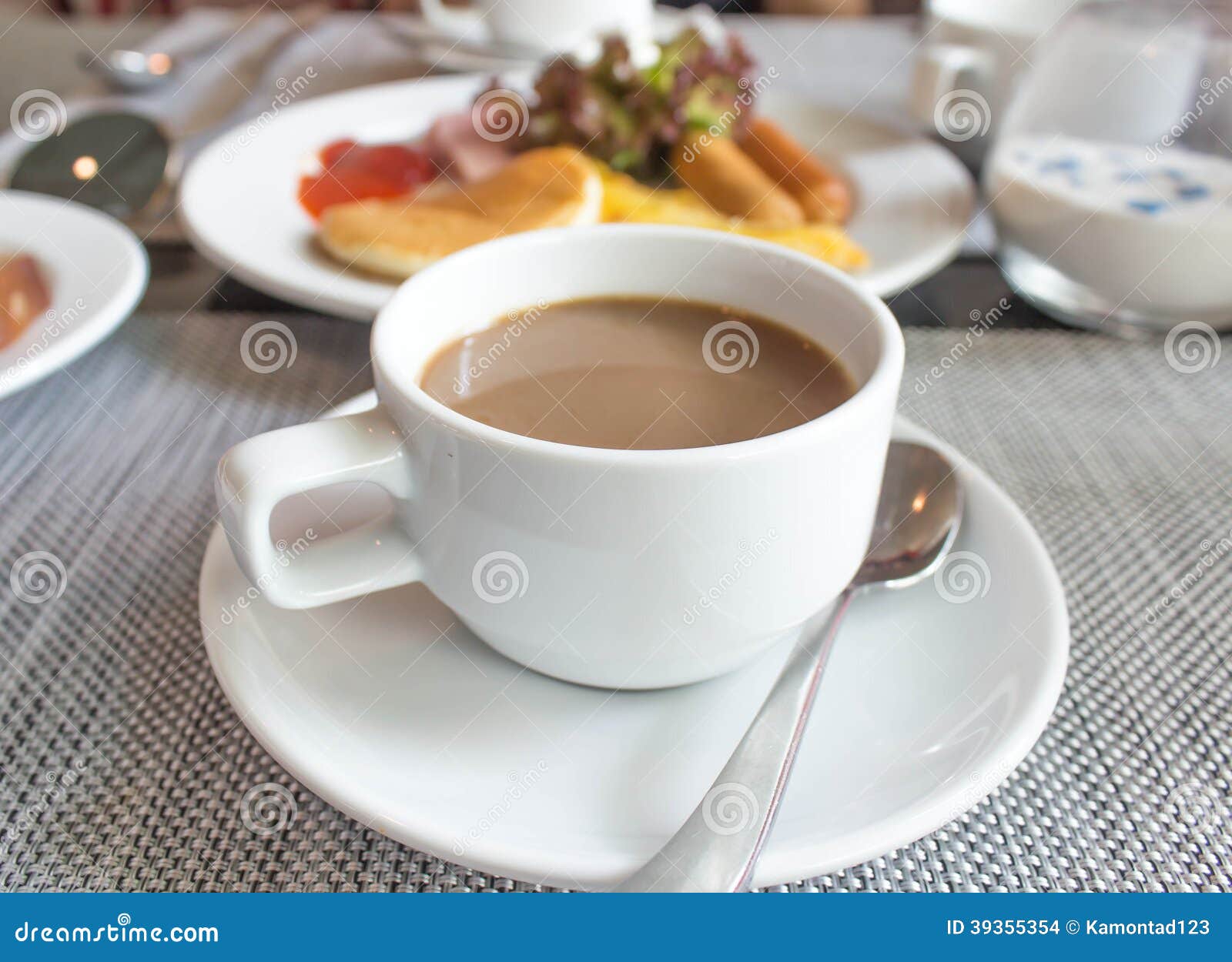 Coffee Cup and Saucer on Table Stock Photo - Image of french, table ...