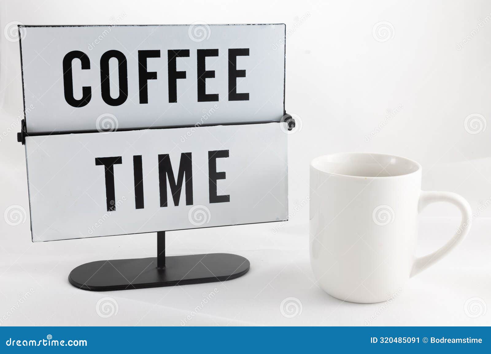 Coffee Cup with Sign Stating Coffee Time Isolated on White Background ...