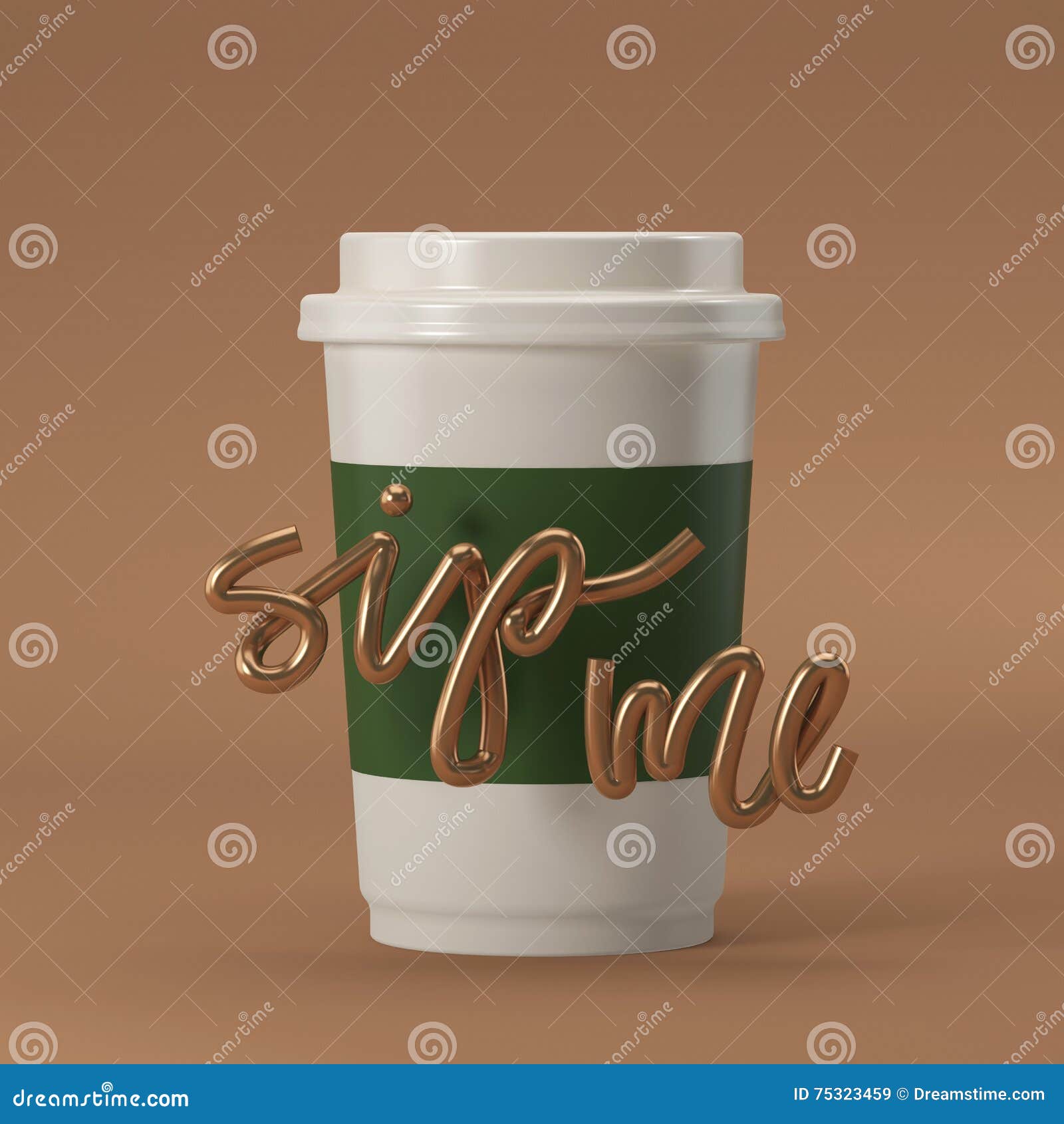 Coffee Cup with Sip Me Quote on Background 3D Rendering Stock ...