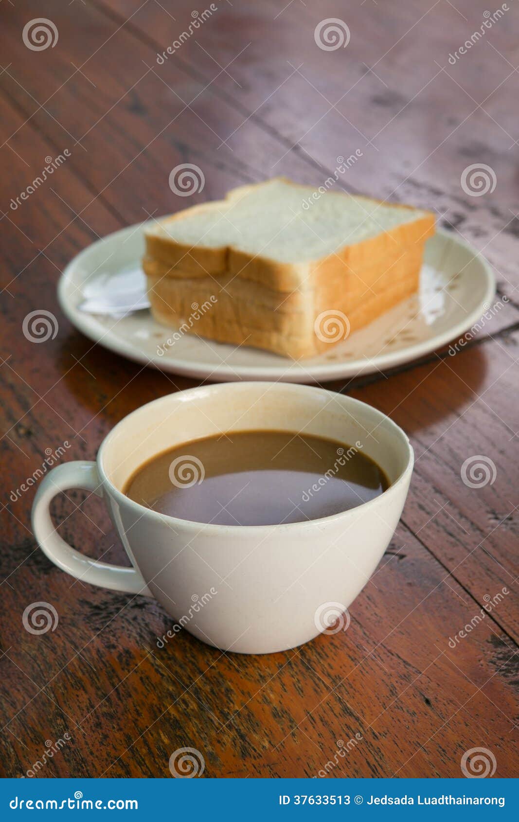 Coffee Cup with Sliced Bread on Table Stock Image - Image of beverages ...