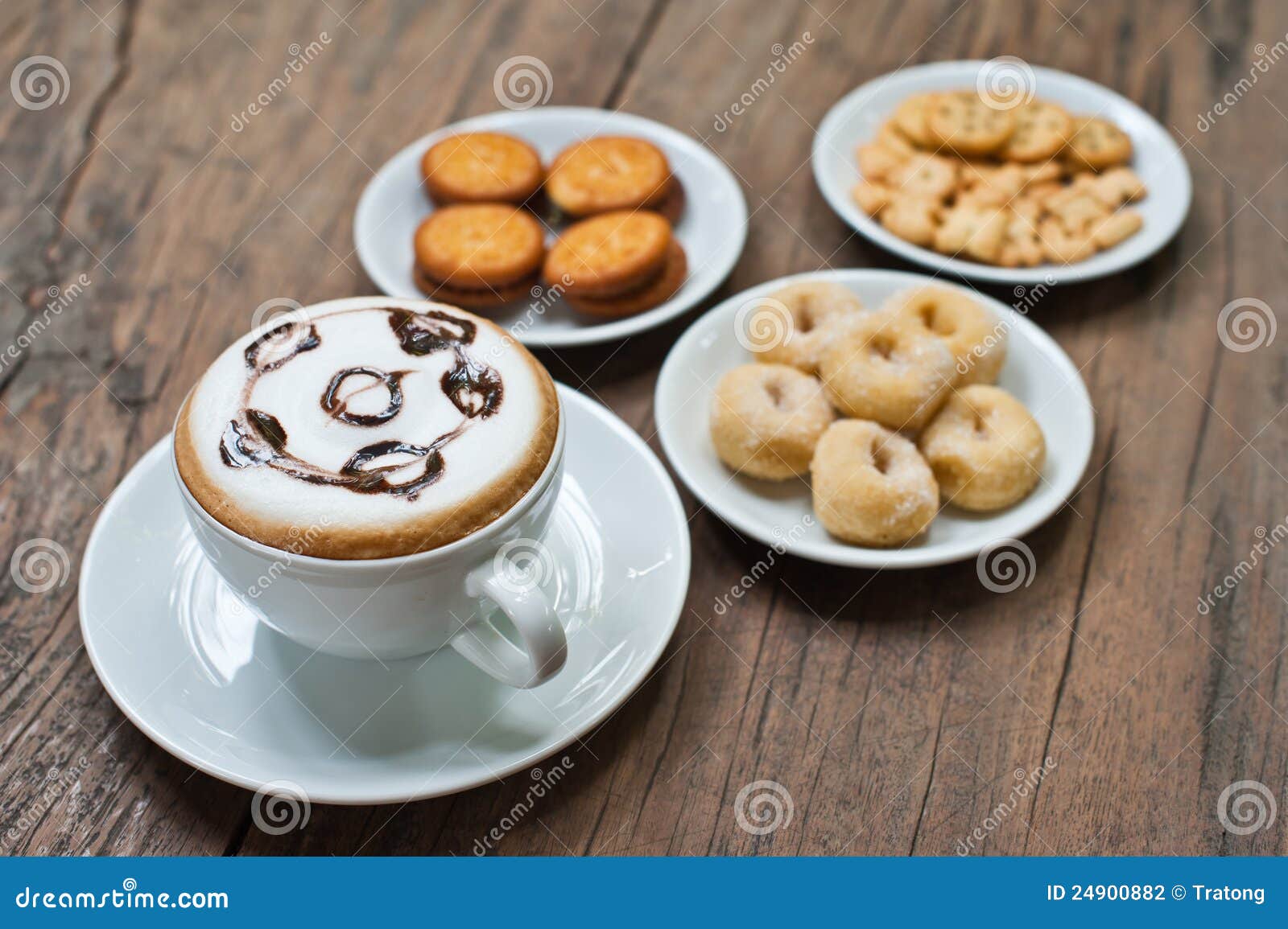 Coffee Cup with Snack on Table Stock Photo - Image of bean, aroma: 24900882