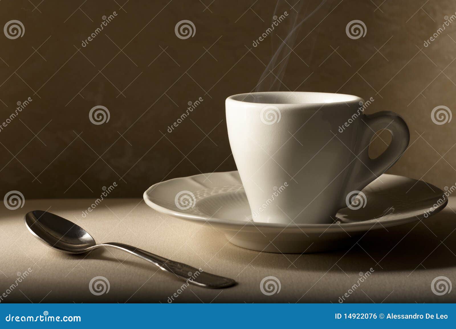 Coffee Cup with Spoon on Beige Stock Photo - Image of coffee, space ...
