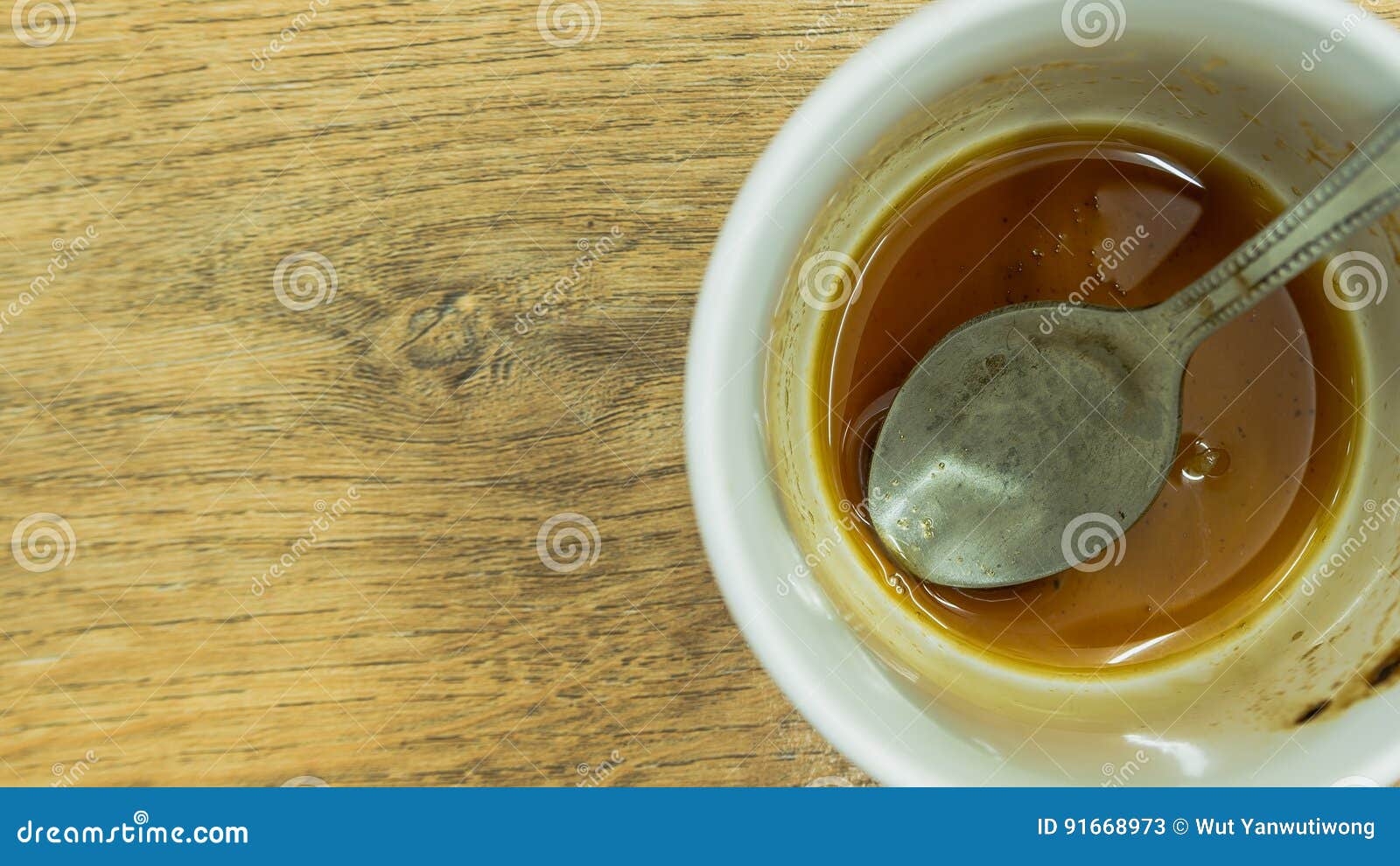 Coffee Cup With Spoon And Coffee Stains On Them. , Then After Drinking ...