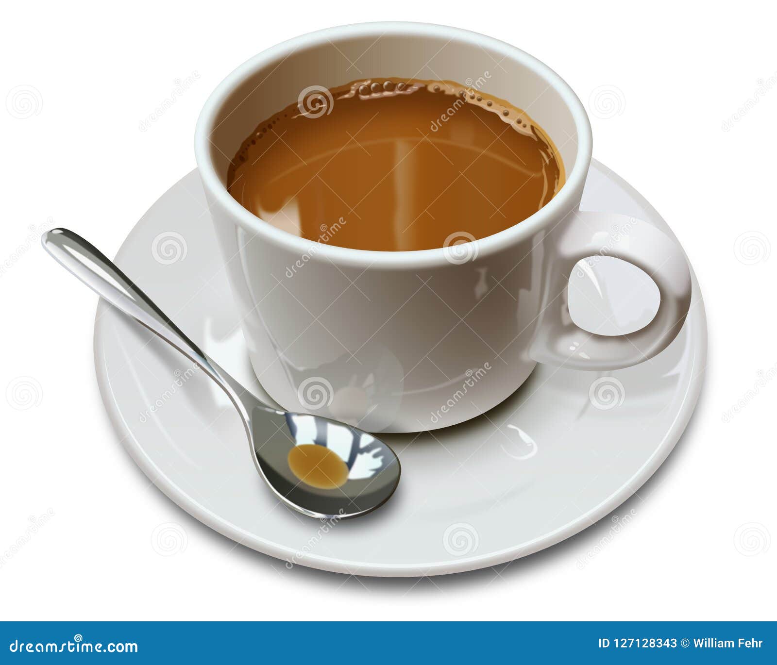 Coffee cup with spoon stock illustration. Illustration of cream - 127128343