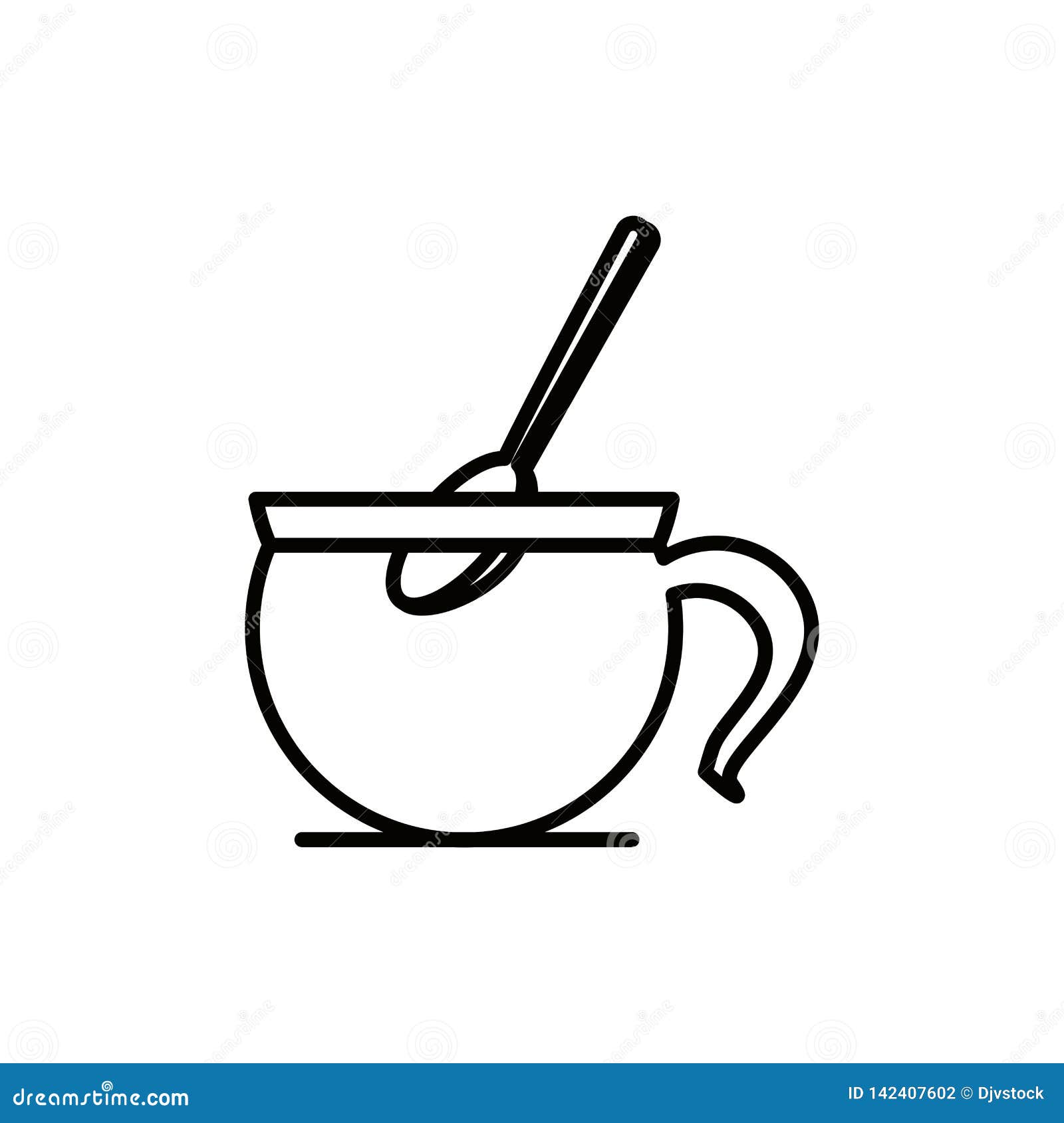 Coffee Cup with Spoon Isolated Icon Stock Vector - Illustration of ...