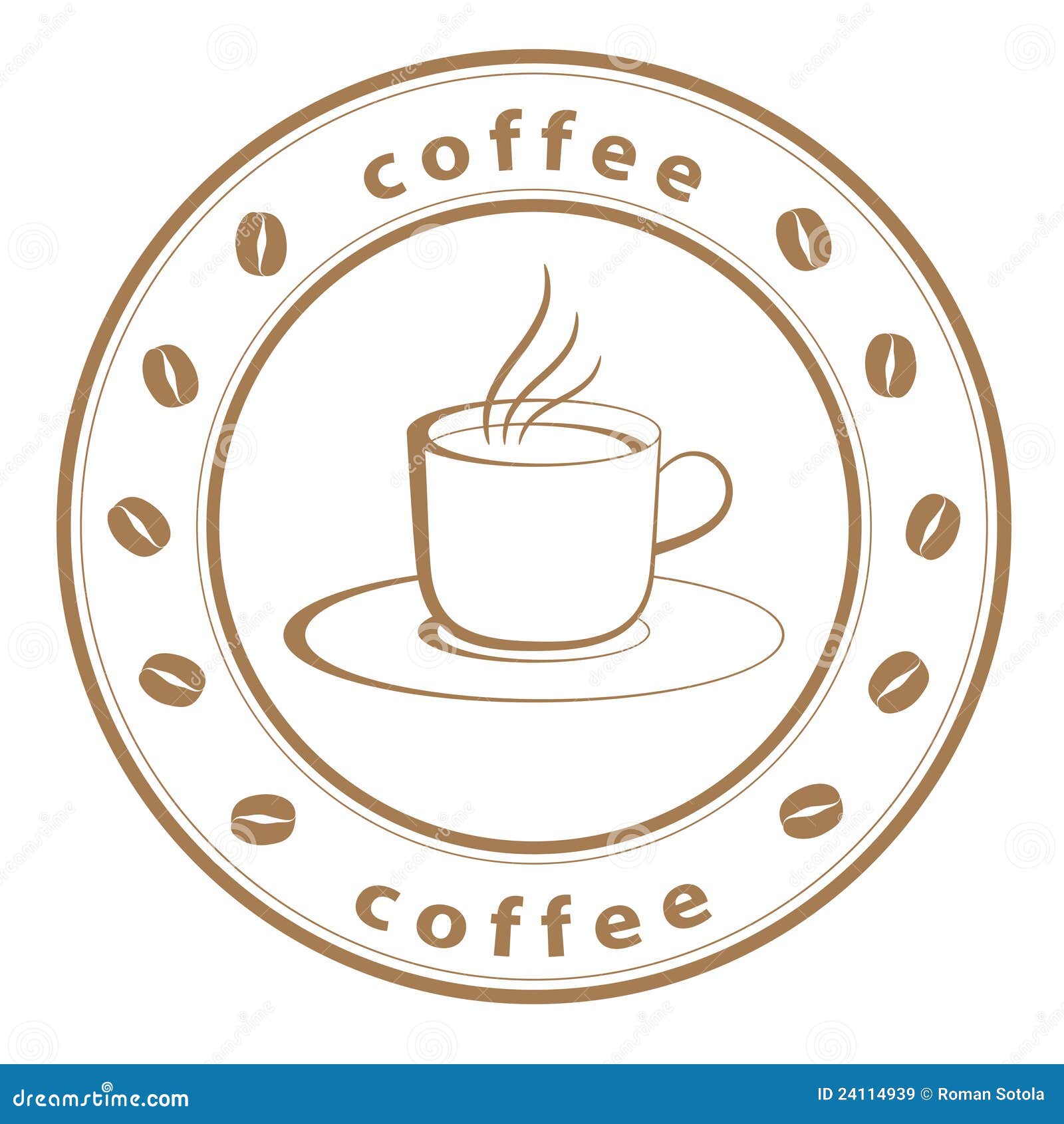 Coffee Cup Stamp Cartoon Vector | CartoonDealer.com #24114939