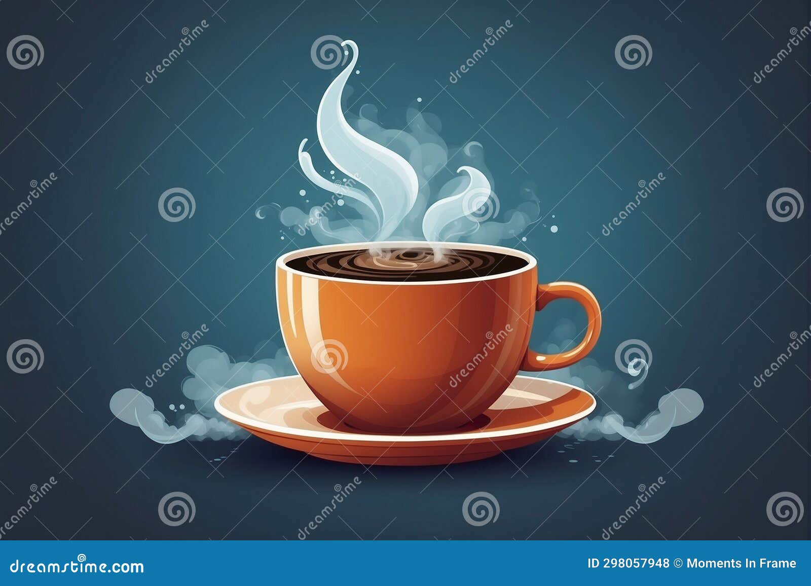 Coffee Cup with Steam on Blue Background Stock Illustration ...