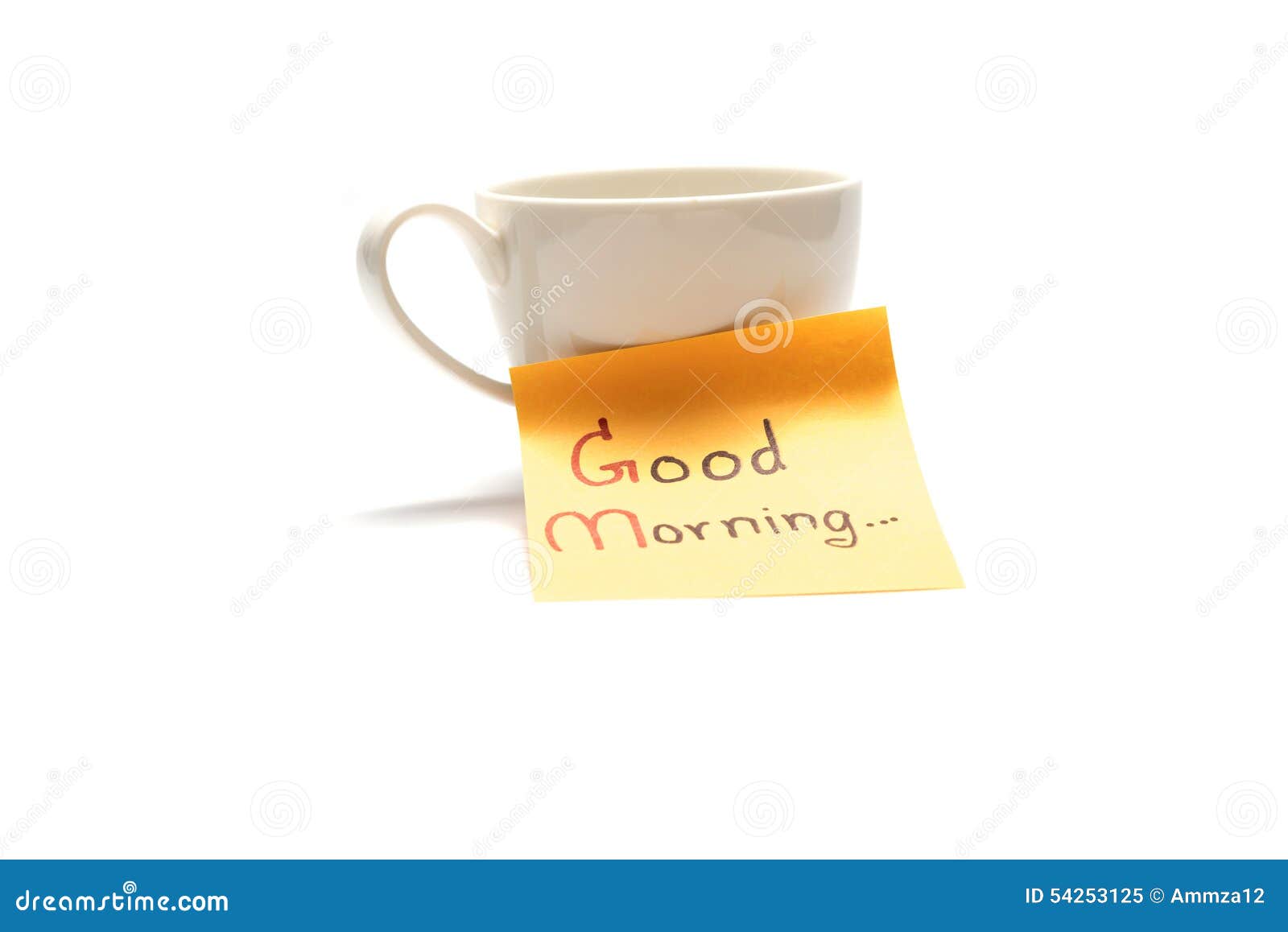 Coffee Cup with Sticky Note Write Good Morning Stock Image - Image of ...
