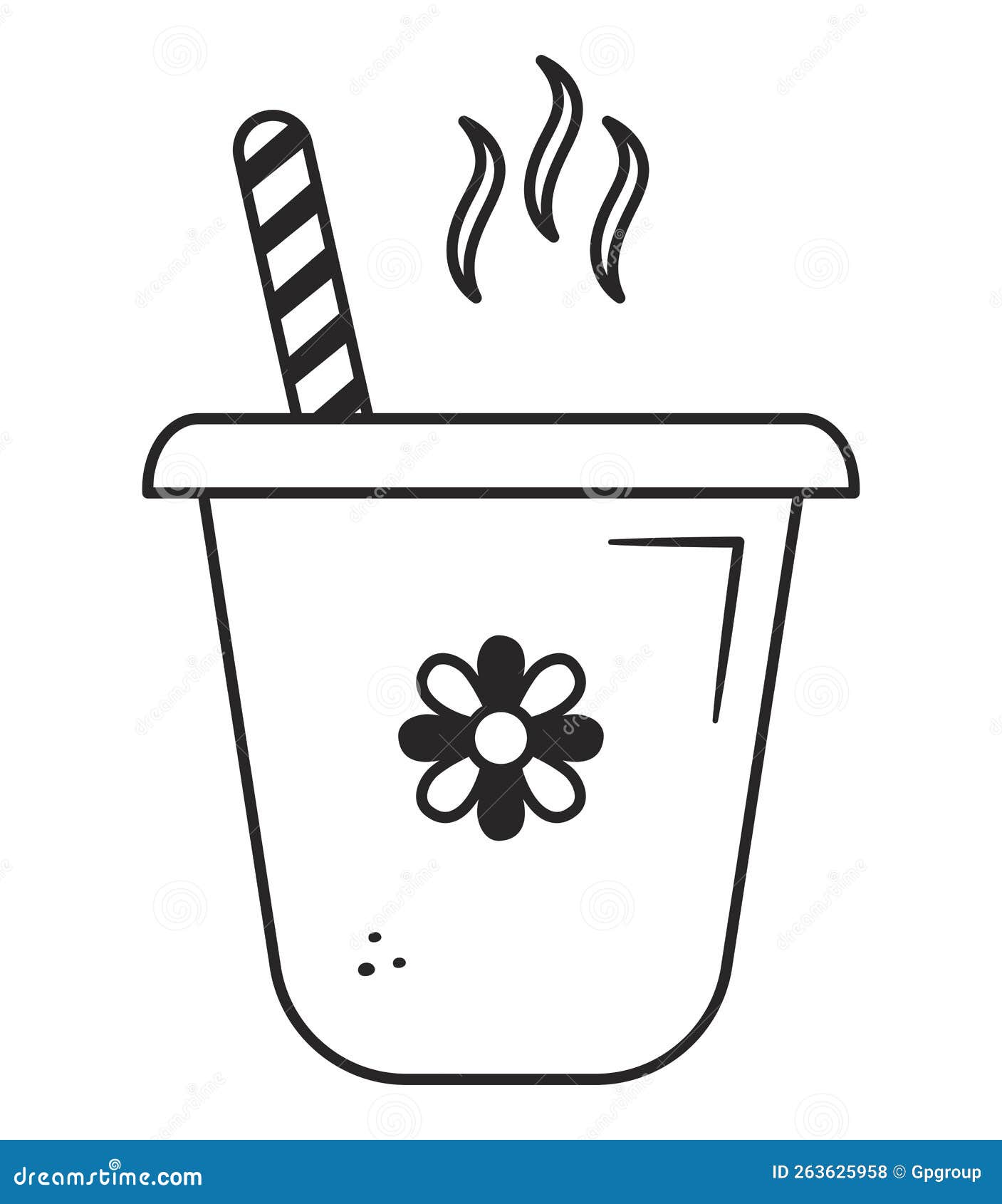 Coffee cup with straw stock vector. Illustration of colorless - 263625958