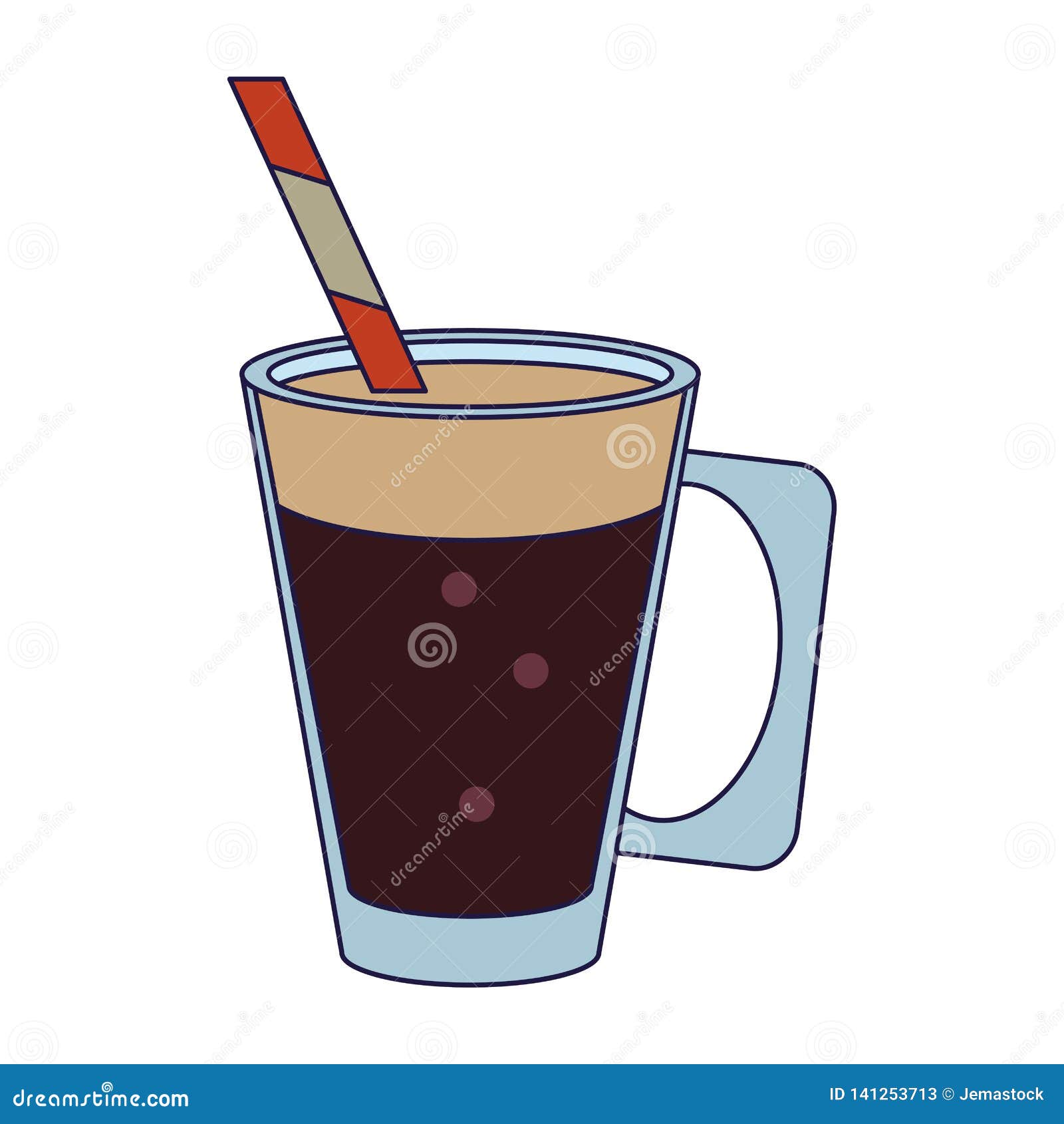 Coffee cup with straw stock vector. Illustration of refreshment - 141253713