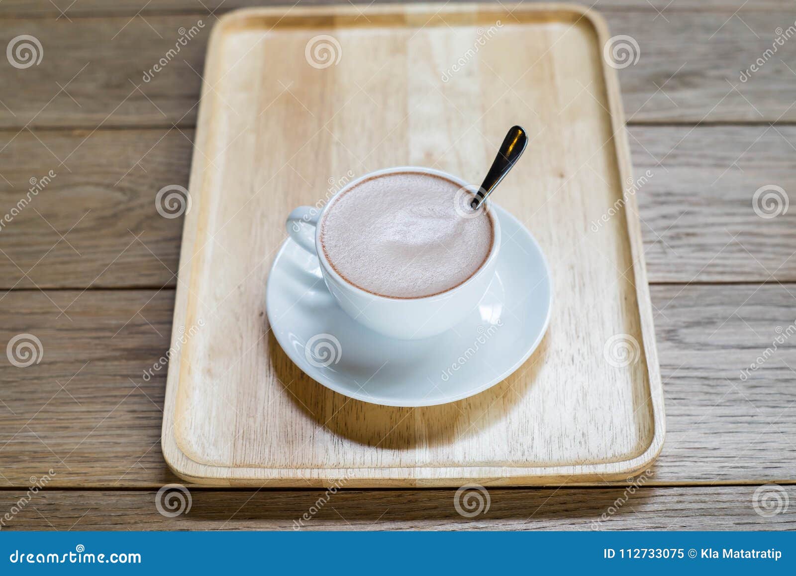 Coffee cup on the table stock image. Image of foam, closeup - 112733075