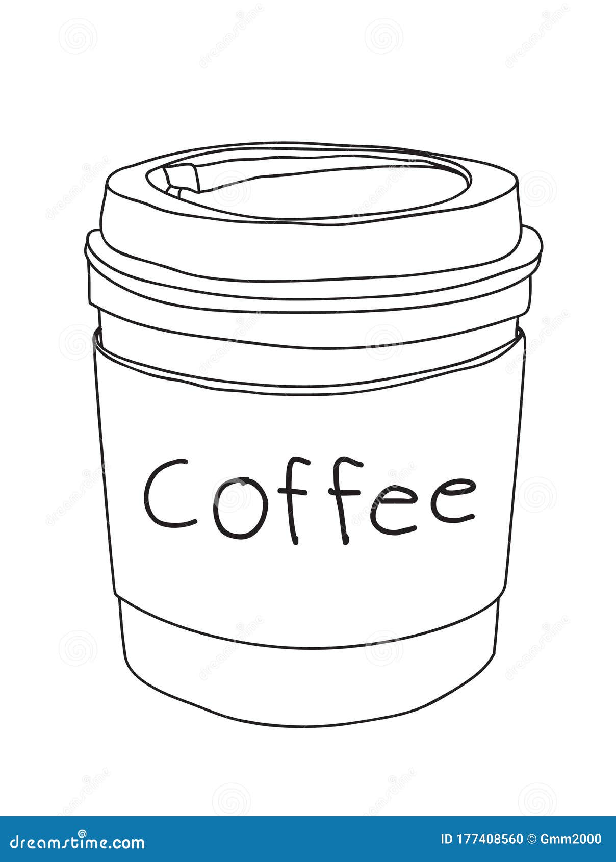 Coffee Cup Take Away Hand Drawn Vector Line Art Illustration Stock ...