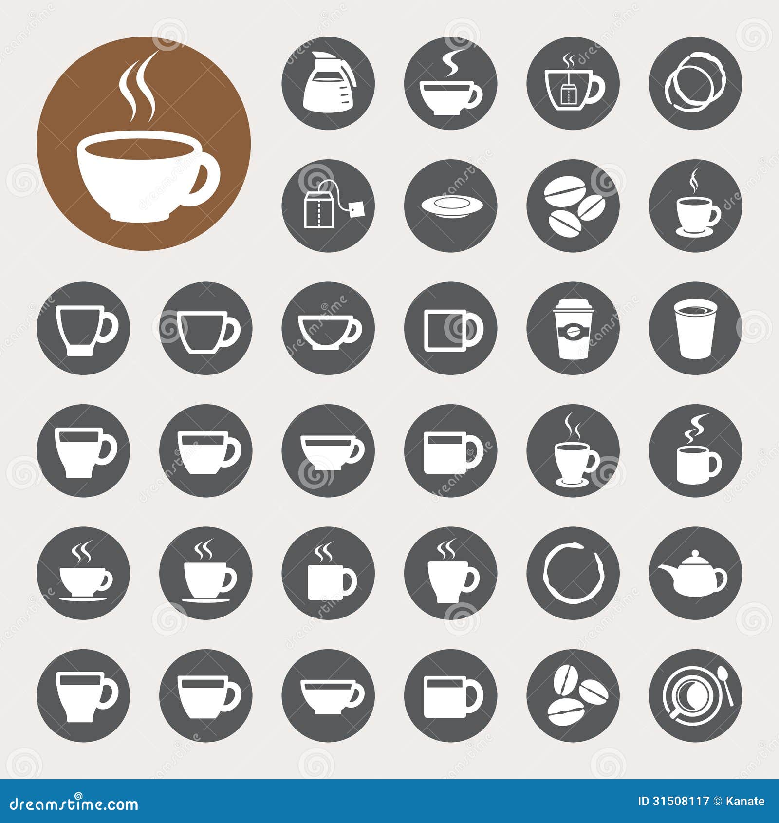 Coffee Cup and Tea Cup Icon Set. Stock Vector - Illustration of drink ...
