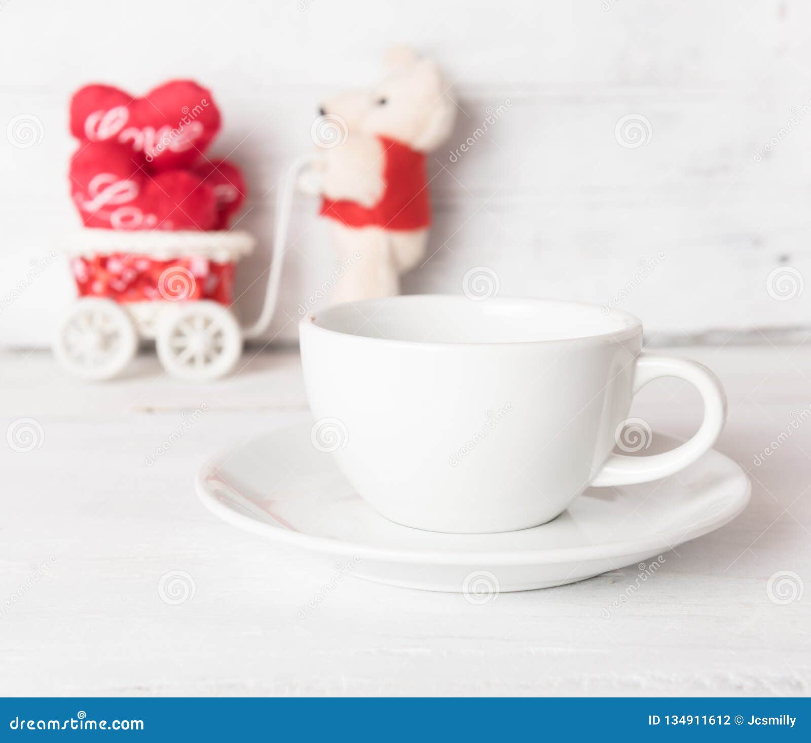 Coffee Cup with Teddy Bear and Valentine Love Heart Stock Photo - Image ...