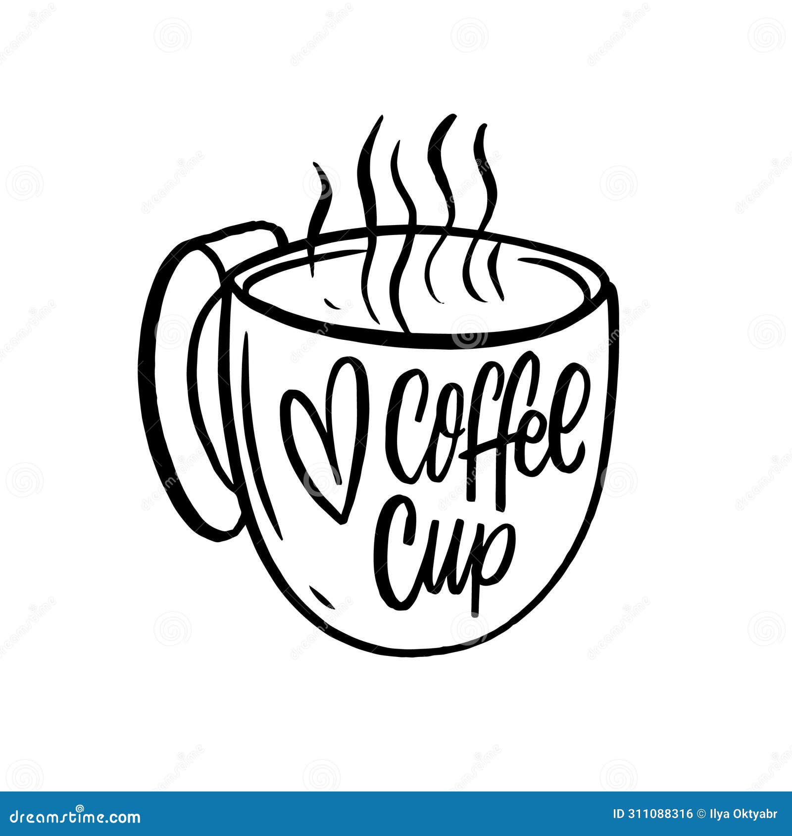 Coffee Cup Text Lettering Phrase and Vector Art Illustration. Stock ...
