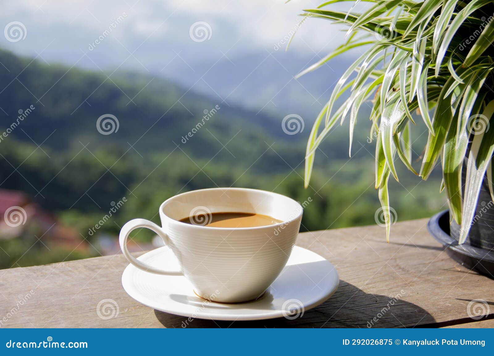 Coffee Cup in Coffee Time on Mountain View Stock Image - Image of ...