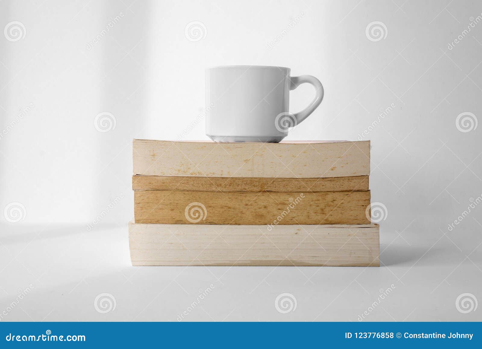 Coffee Cup on Top of Book Stack. Stock Photo - Image of fresh, coffee ...