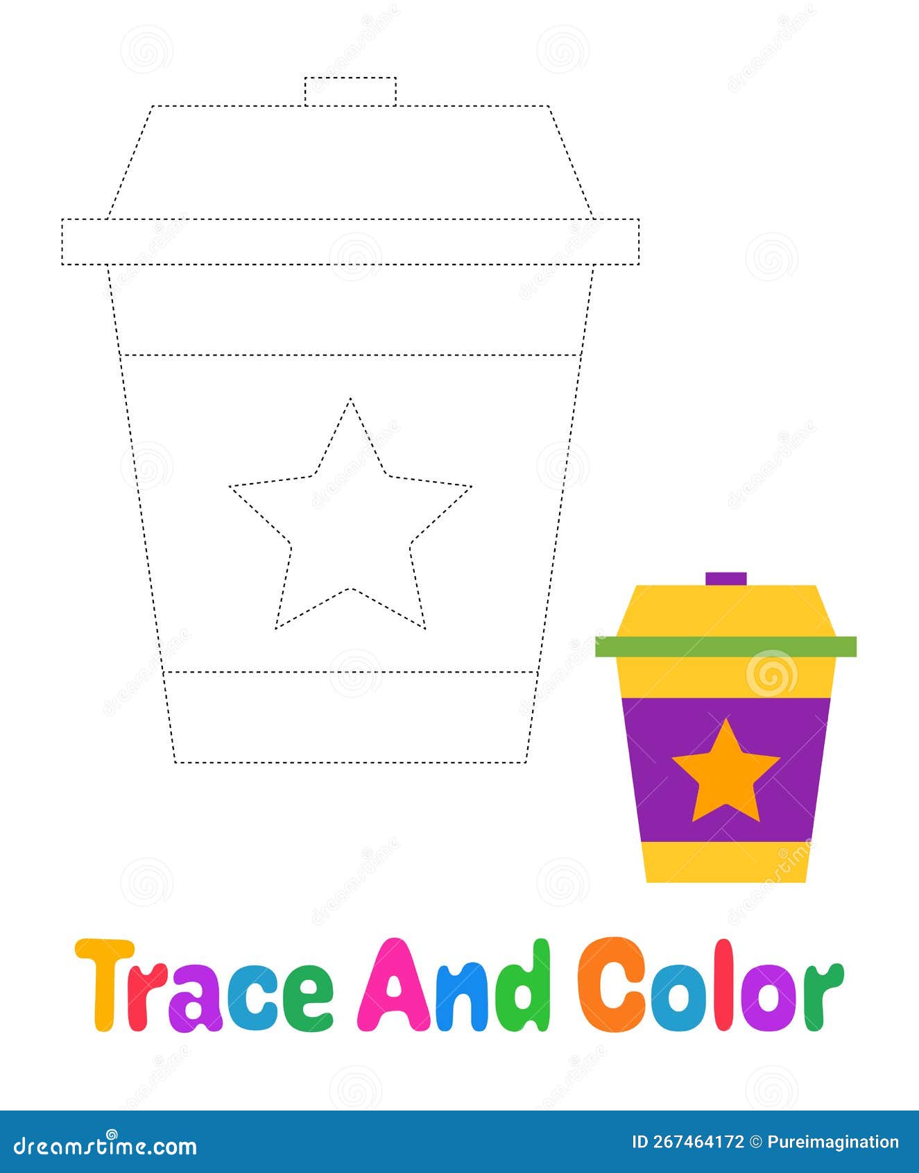 Coffee Cup Tracing Worksheet for Kids Stock Vector - Illustration of ...