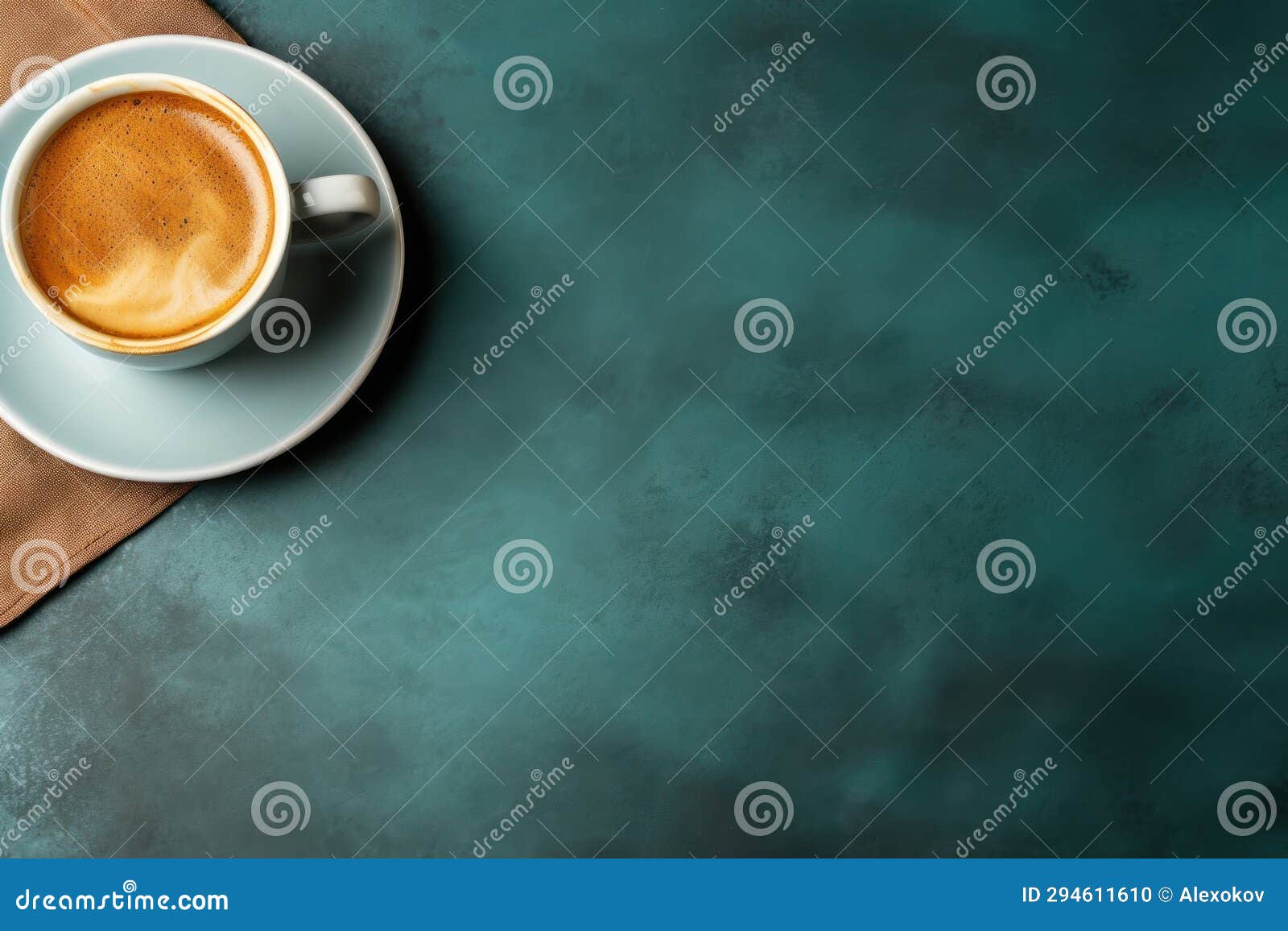 Coffee Cup on Turquoise Background. Top View Stock Illustration ...