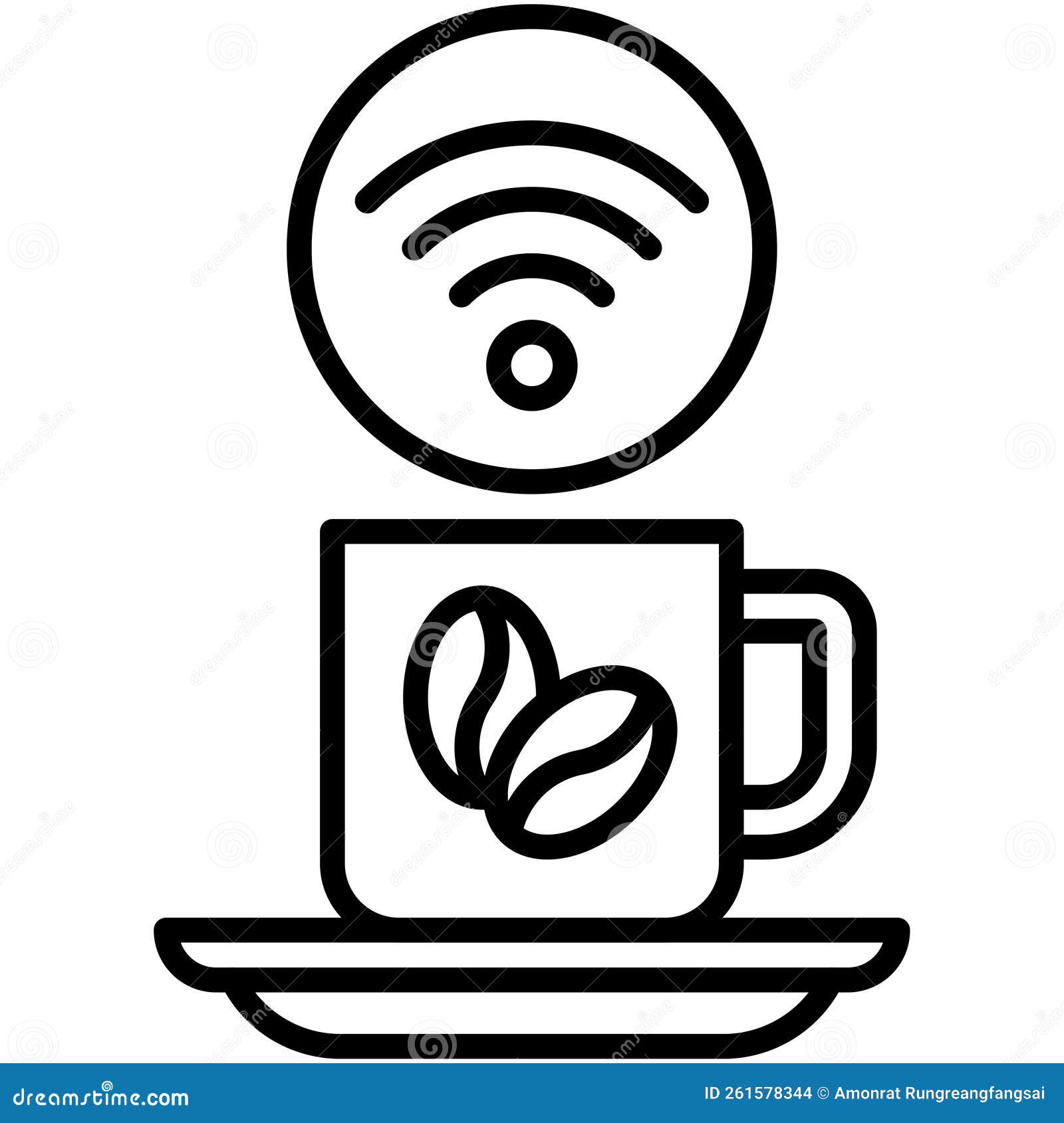 Coffee Cup with Wifi Sign Icon, Coffee Shop Related Vector Stock Vector ...