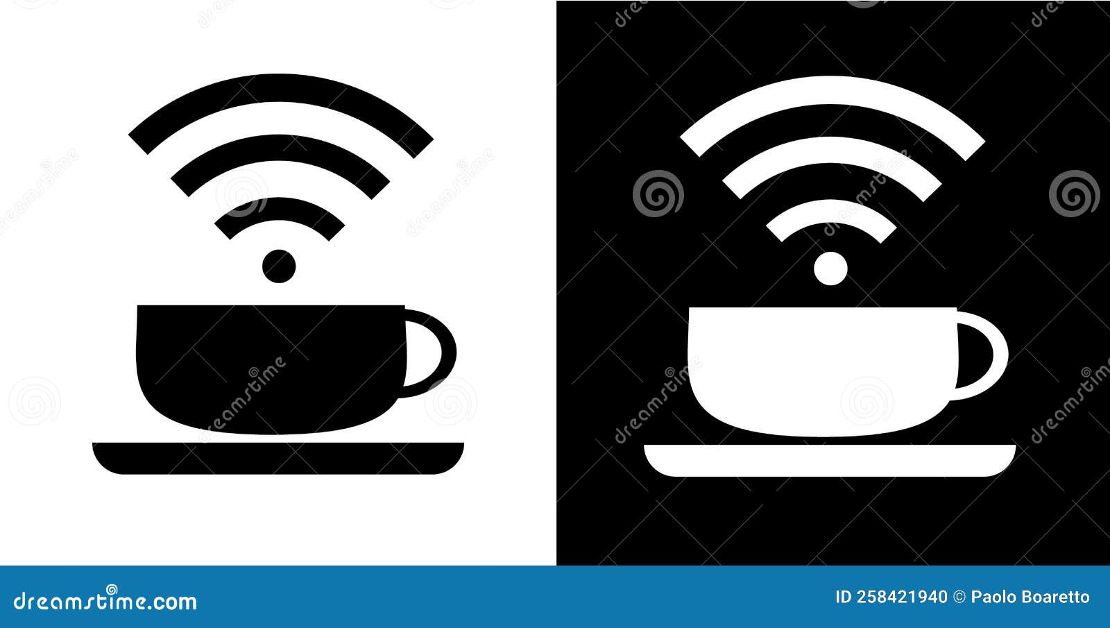 Coffee Cup with WiFi Vector Icon Logo. Creative Logo Design Template ...