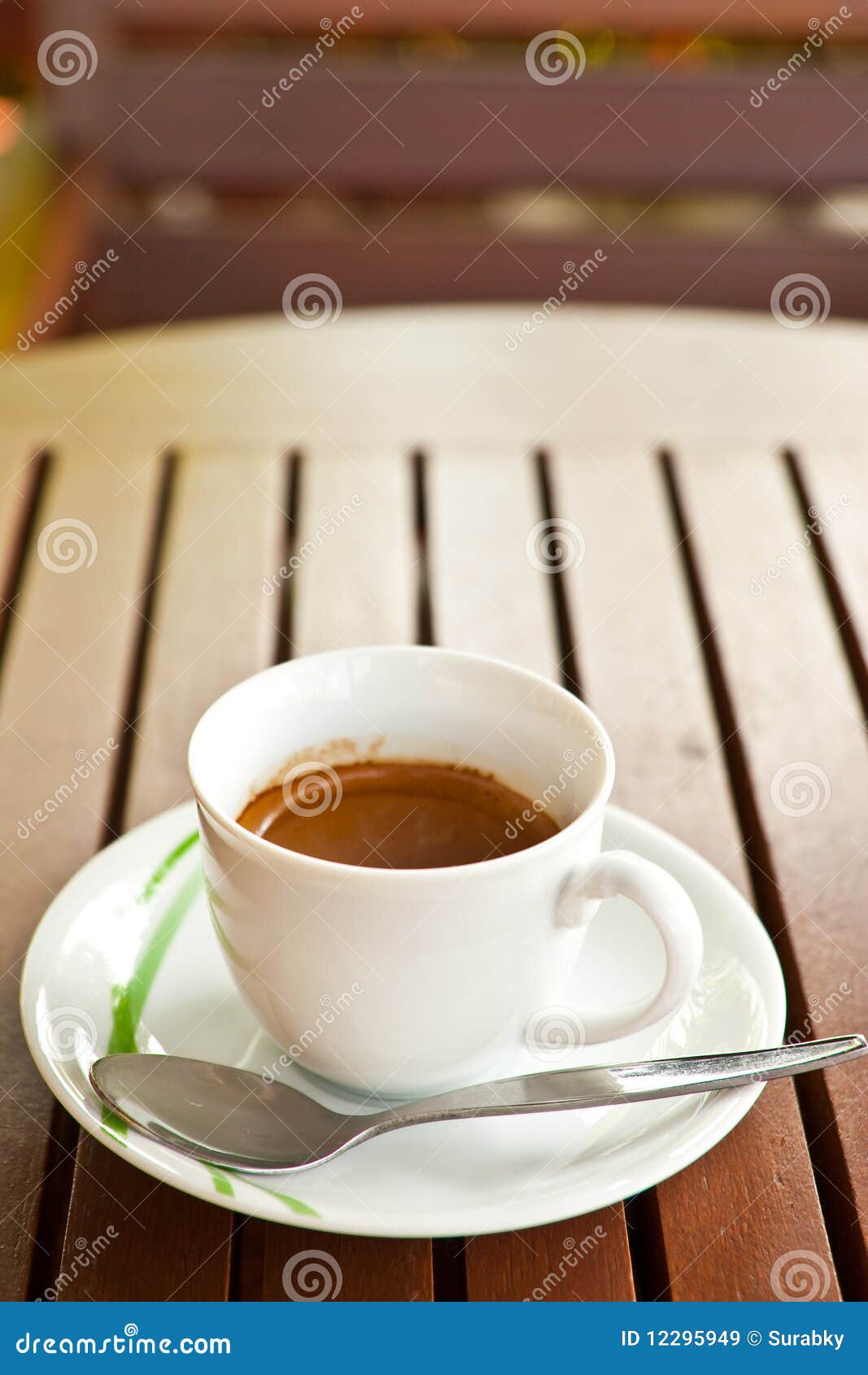 Coffee cup on wood table stock image. Image of espresso - 12295949