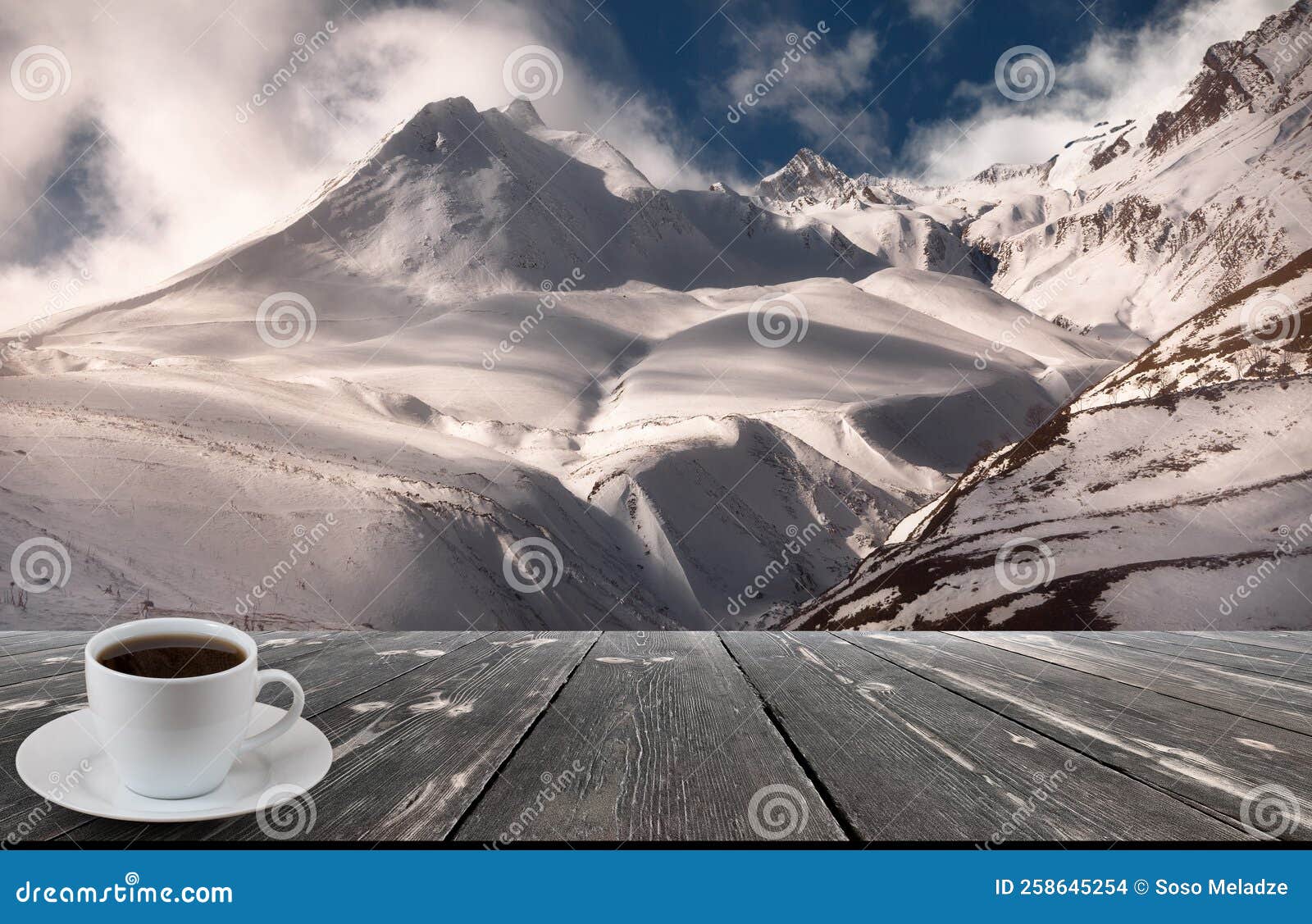 Coffee Cup on Wood Table and View of Beautiful Nature Background Stock ...