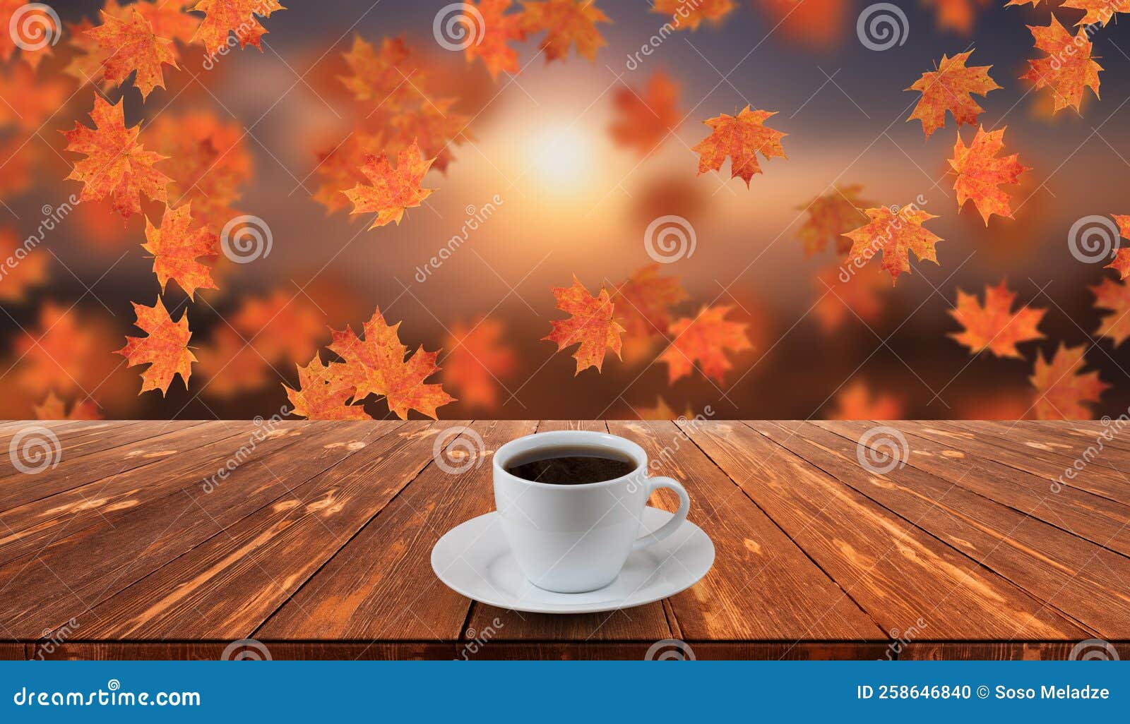 Coffee Cup on Wood Table and View of Beautiful Nature Background Stock ...