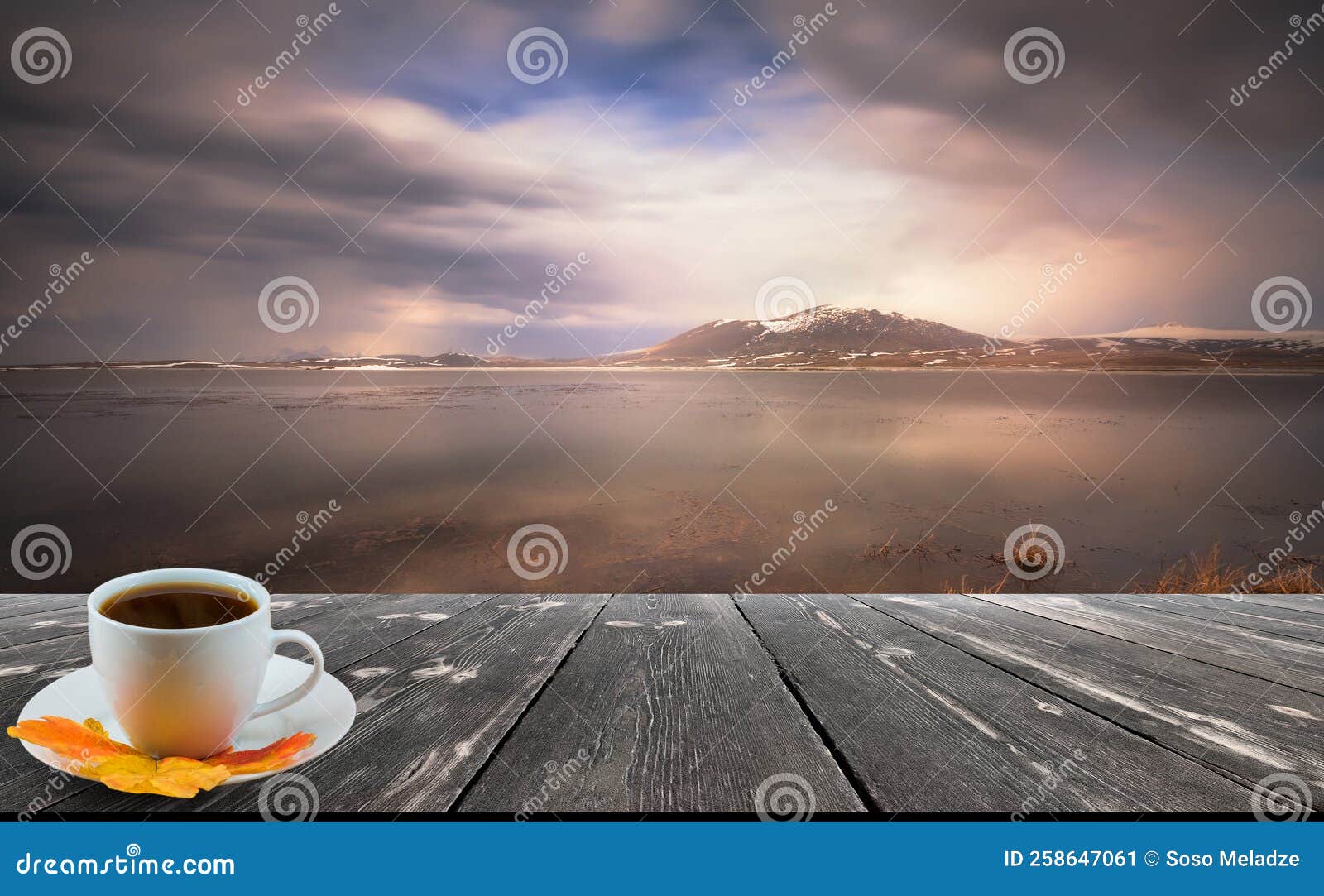 Coffee Cup on Wood Table and View of Beautiful Nature Background Stock ...